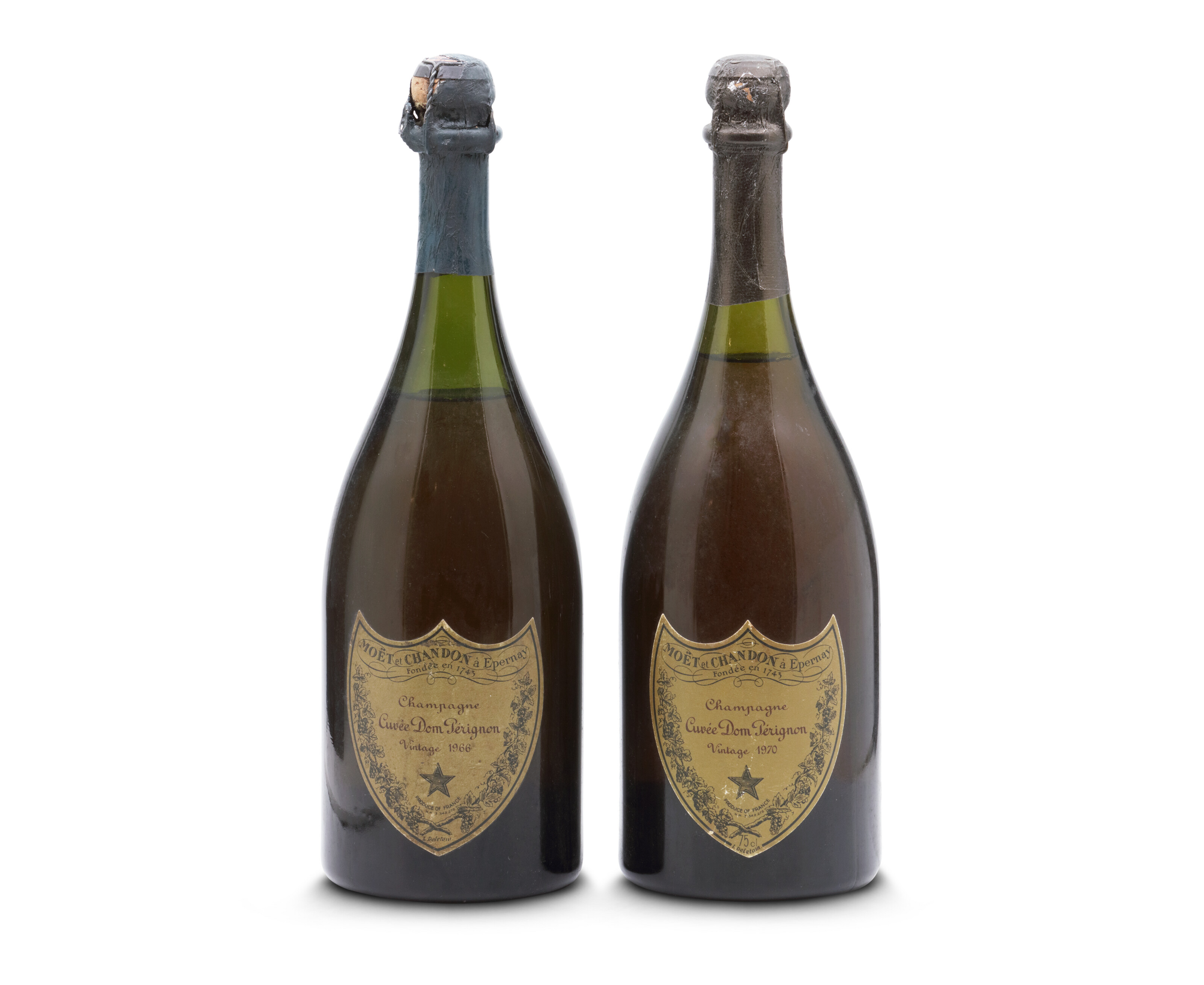 Mixed Dom Pérignon 1966-1970, Dom Pérignon 1966Damaged foil. Italian ...