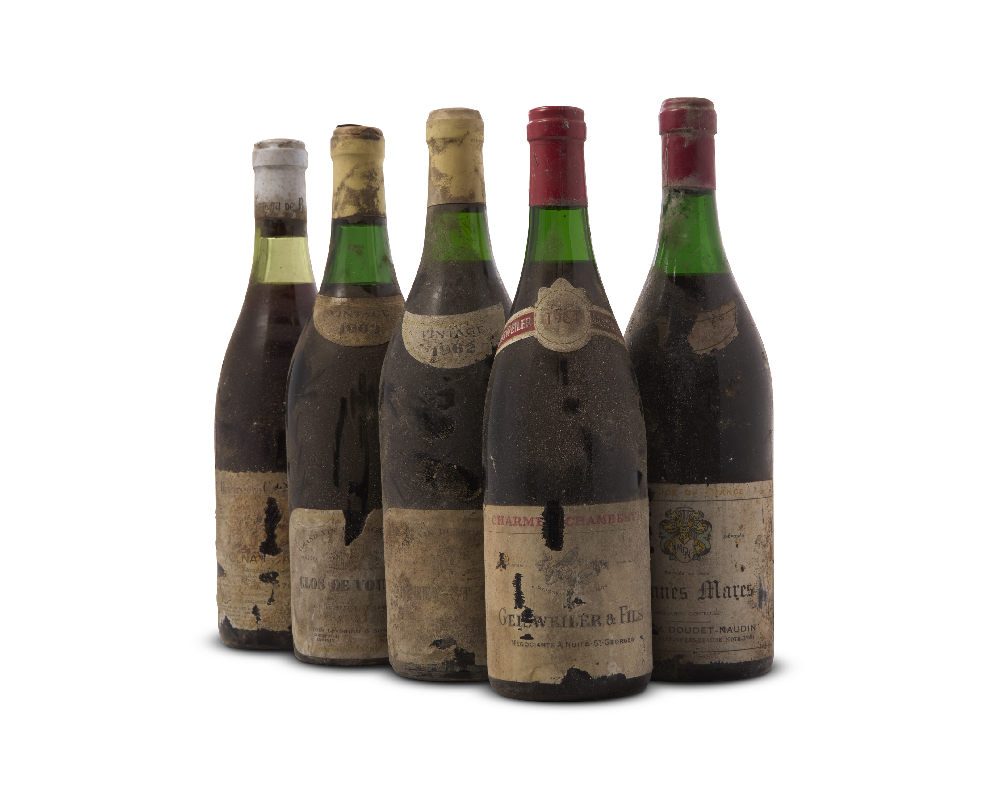 Mixed Red Burgundy 1961-1970, Doudet-Naudin, Bonnes Mares 1961Damaged capsules. Damaged vintage ...