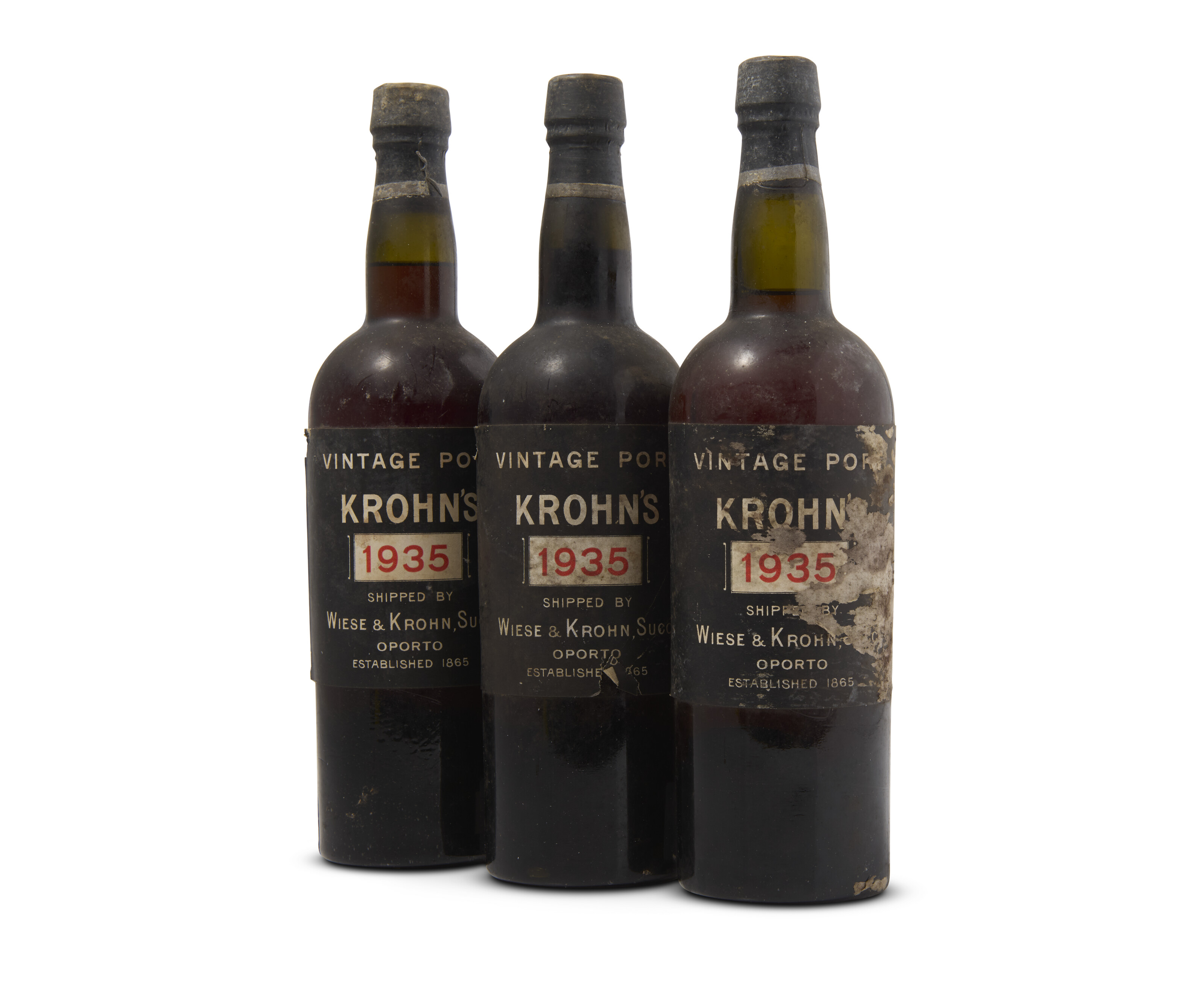 Krohn Vintage Port 1935, Bin-soiled labels. Levels: into-neck1935 ...