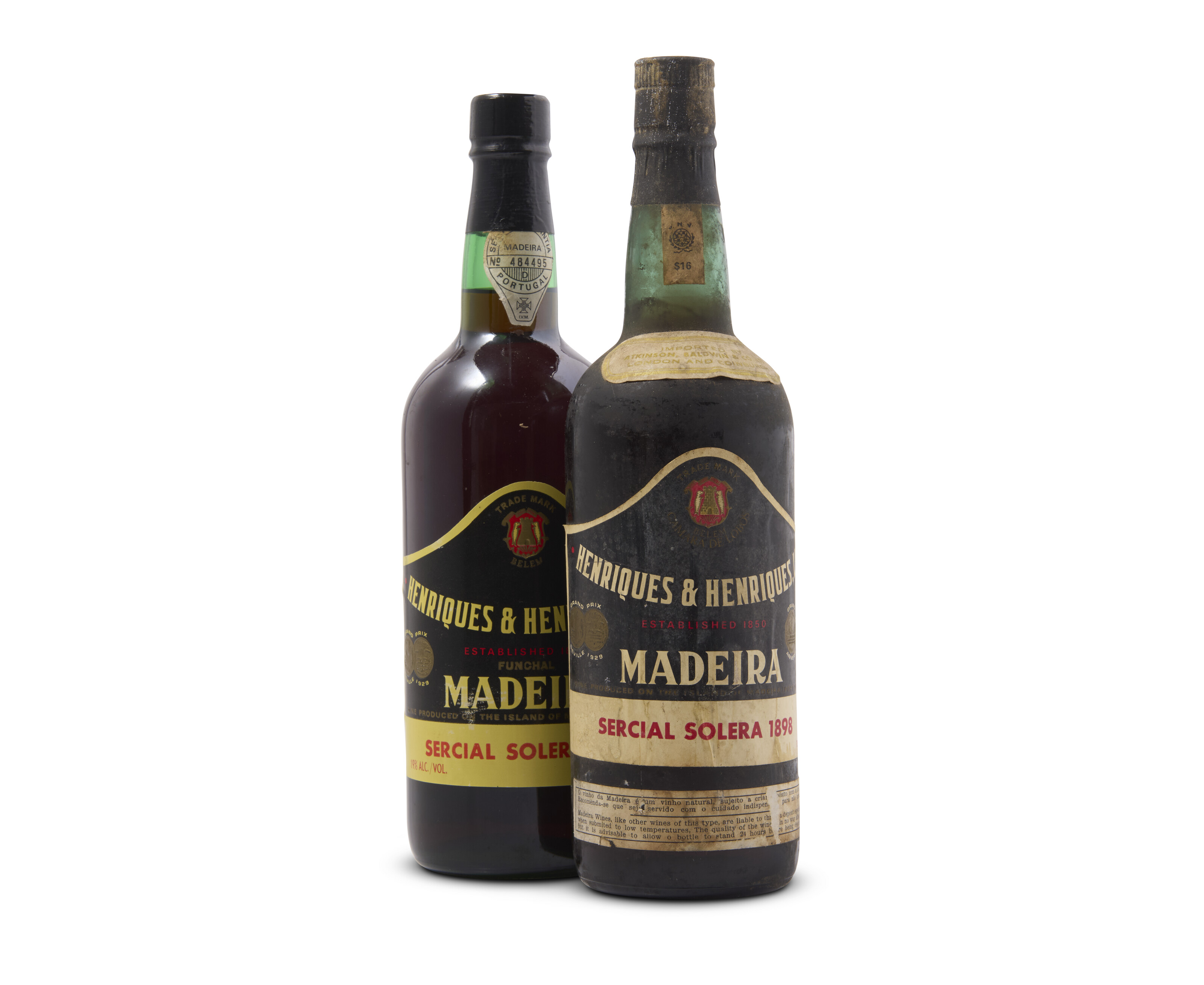 Henriques & Henriques, Sercial Solera, Madeira 1898, Bin-soiled labels ...