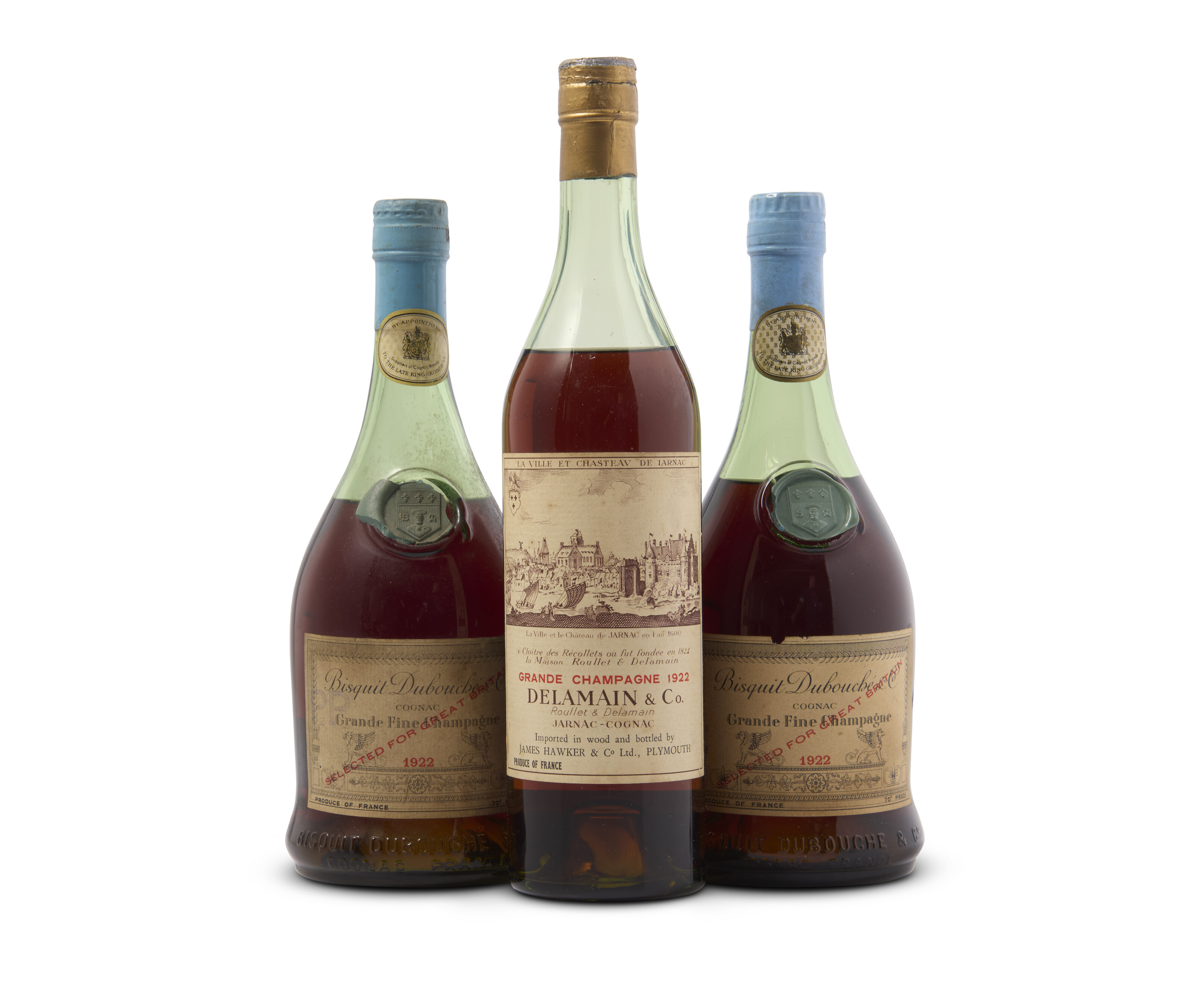 Mixed 1922 Grande Champagne Cognac, Bisquit Dubouché & Co, Grande Fine ...