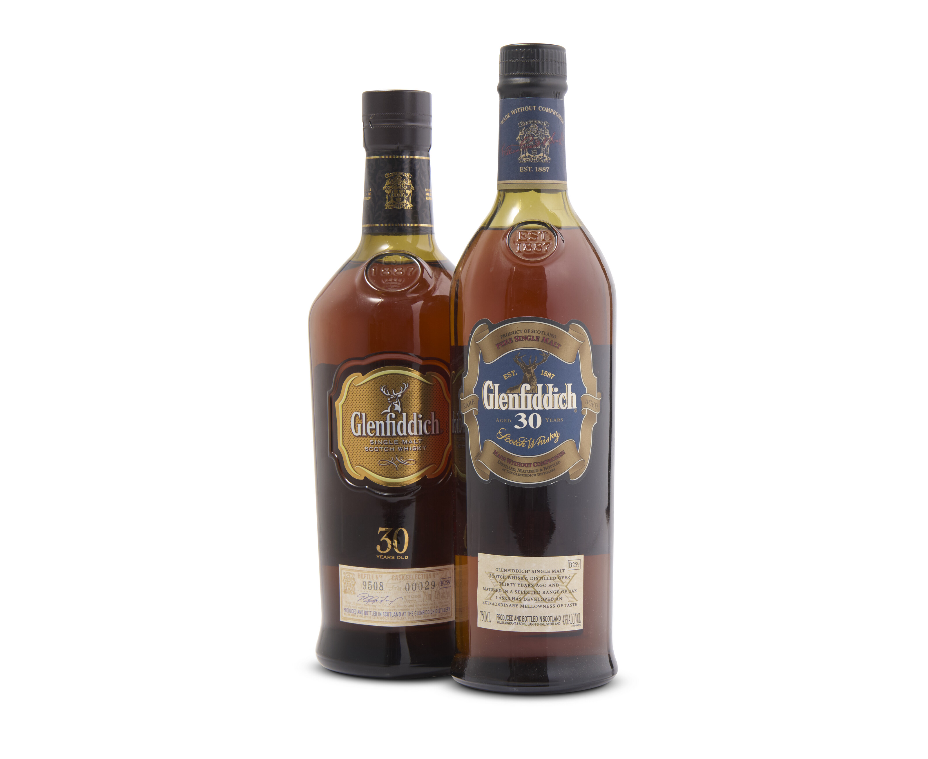 Mixed Glenfiddich 30 Year Old, Glenfiddich 30 Year Old,Blue Label43% (1 ...