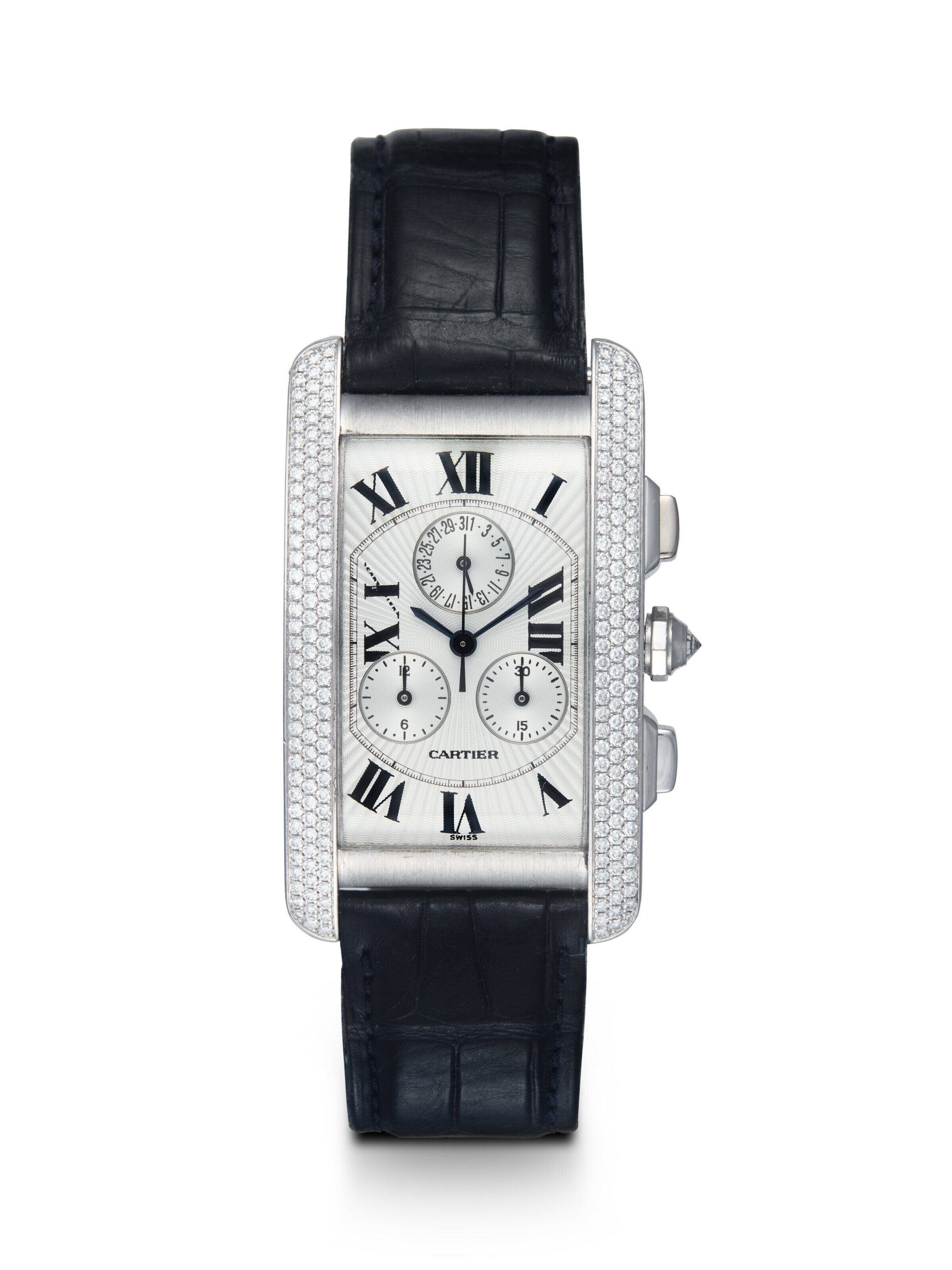 CARTIER, TANK AMERICAINE REF. 2339, A GOLD AND DIAMOND-SET QUARTZ ...