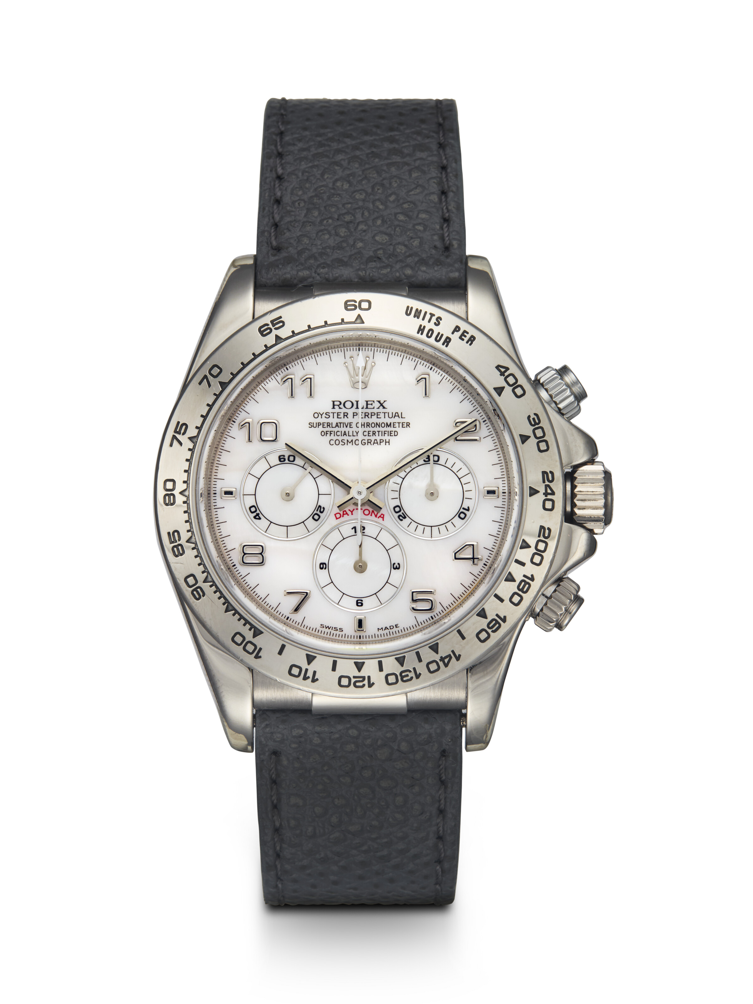 ROLEX, DAYTONA REF. 16519, A RARE WHITE GOLD AUTOMATIC CHRONOGRAPH WITH MOTHER OF PEARL DIAL ...