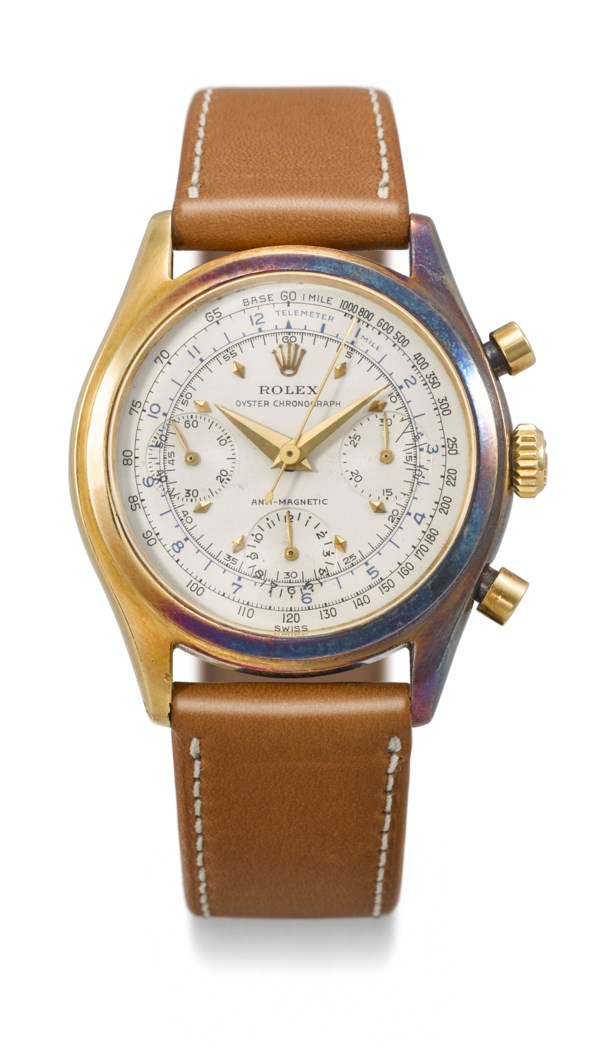 ROLEX. AN EXCEEDINGLY RARE AND WELL PRESERVED 18K GOLD ANTI-MAGNETIC ...