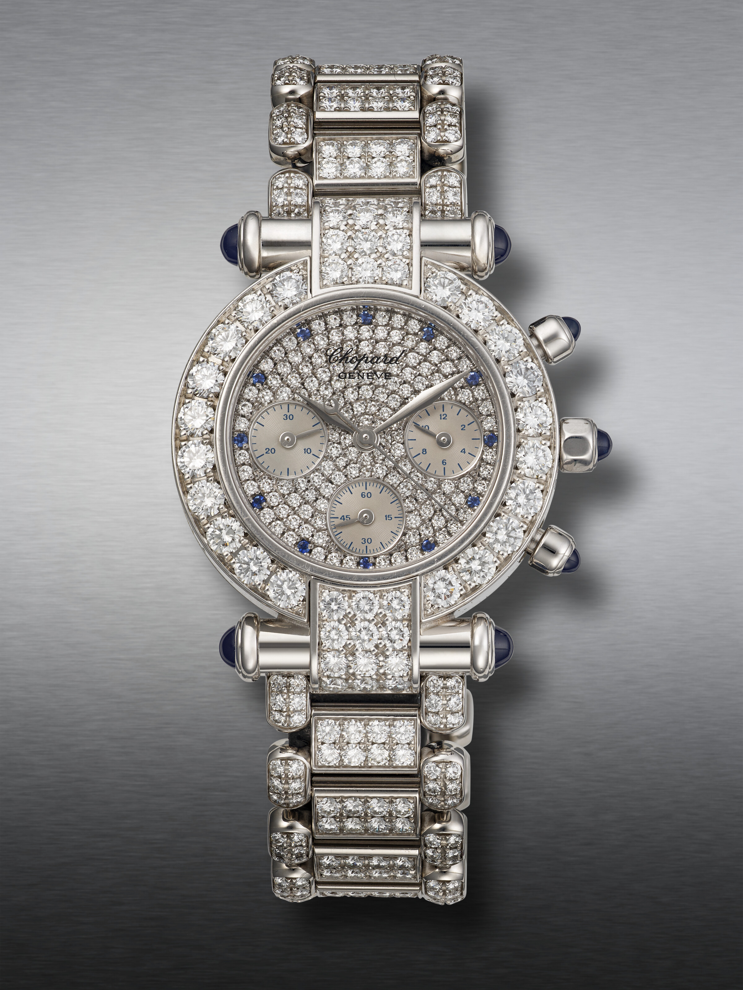 CHOPARD, WHITE GOLD, DIAMOND AND SAPPHIRE-SET CHRONOGRAPH ‘IMPERIALE ...