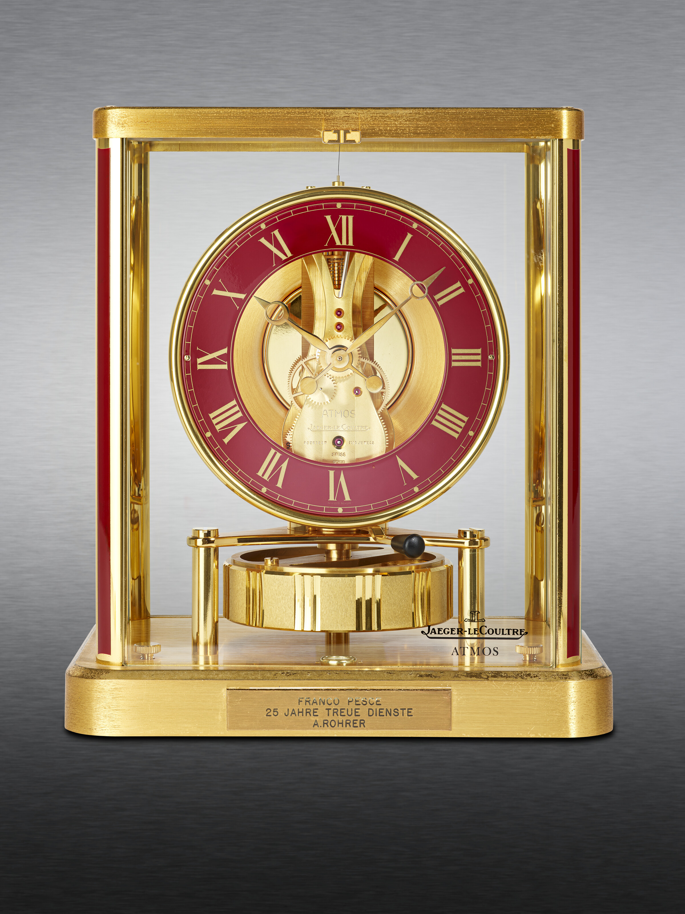 JAEGER LECOULTRE, GILT BRASS ‘ATMOS’ DESK CLOCK, | Christie’s