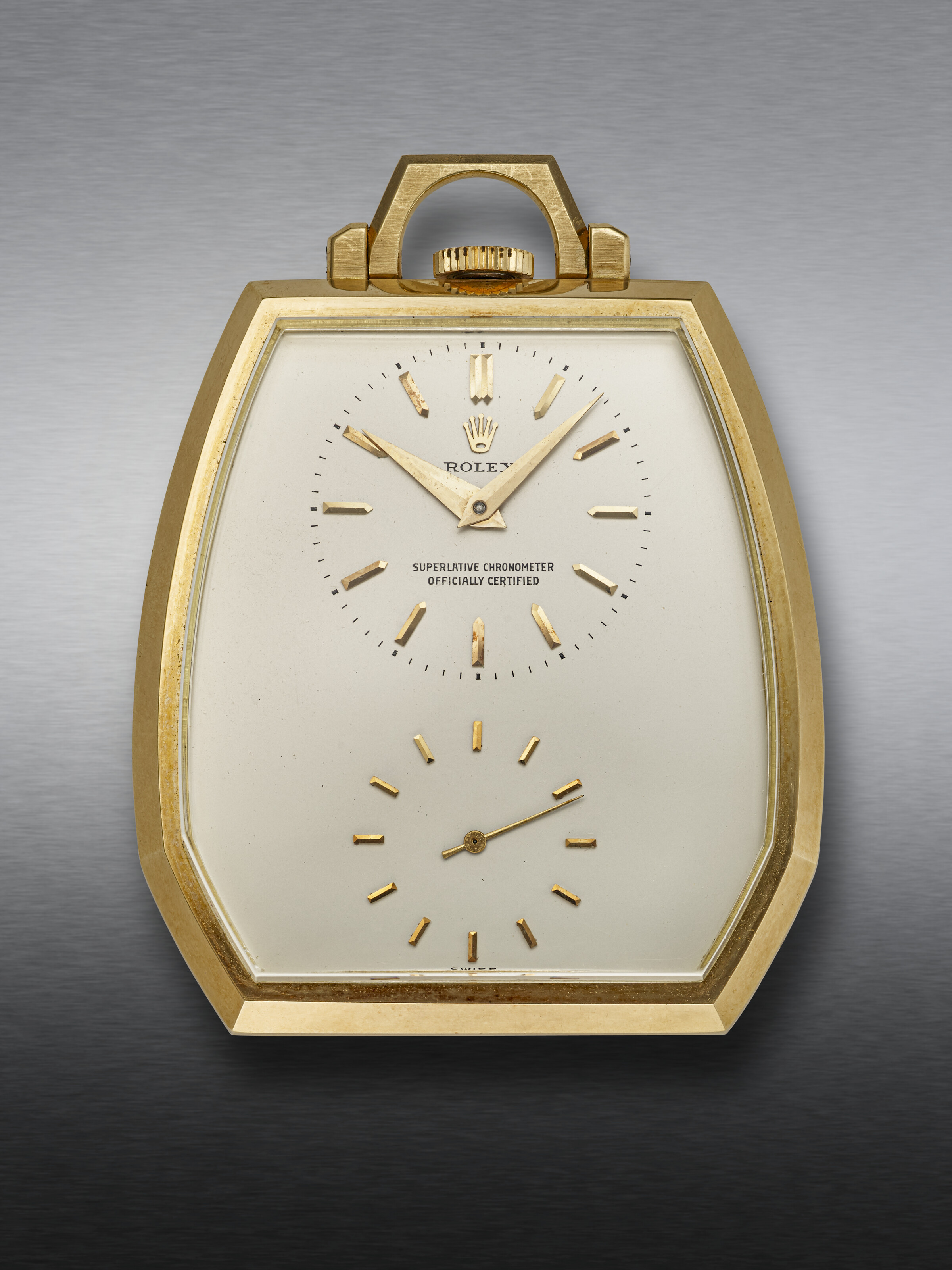 ROLEX, YELLOW GOLD SHAPED OPENFACE POCKET WATCH, SUPERLATIVE ...
