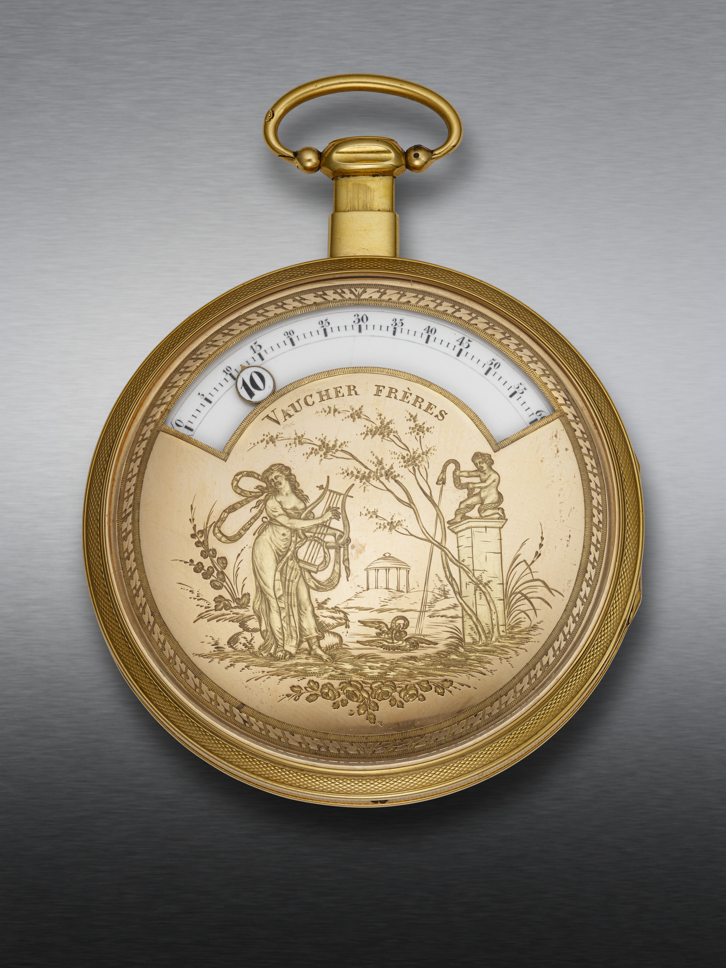 VAUCHER FRÈRES, YELLOW GOLD QUARTER REPEATING WANDERING HOUR POCKET ...