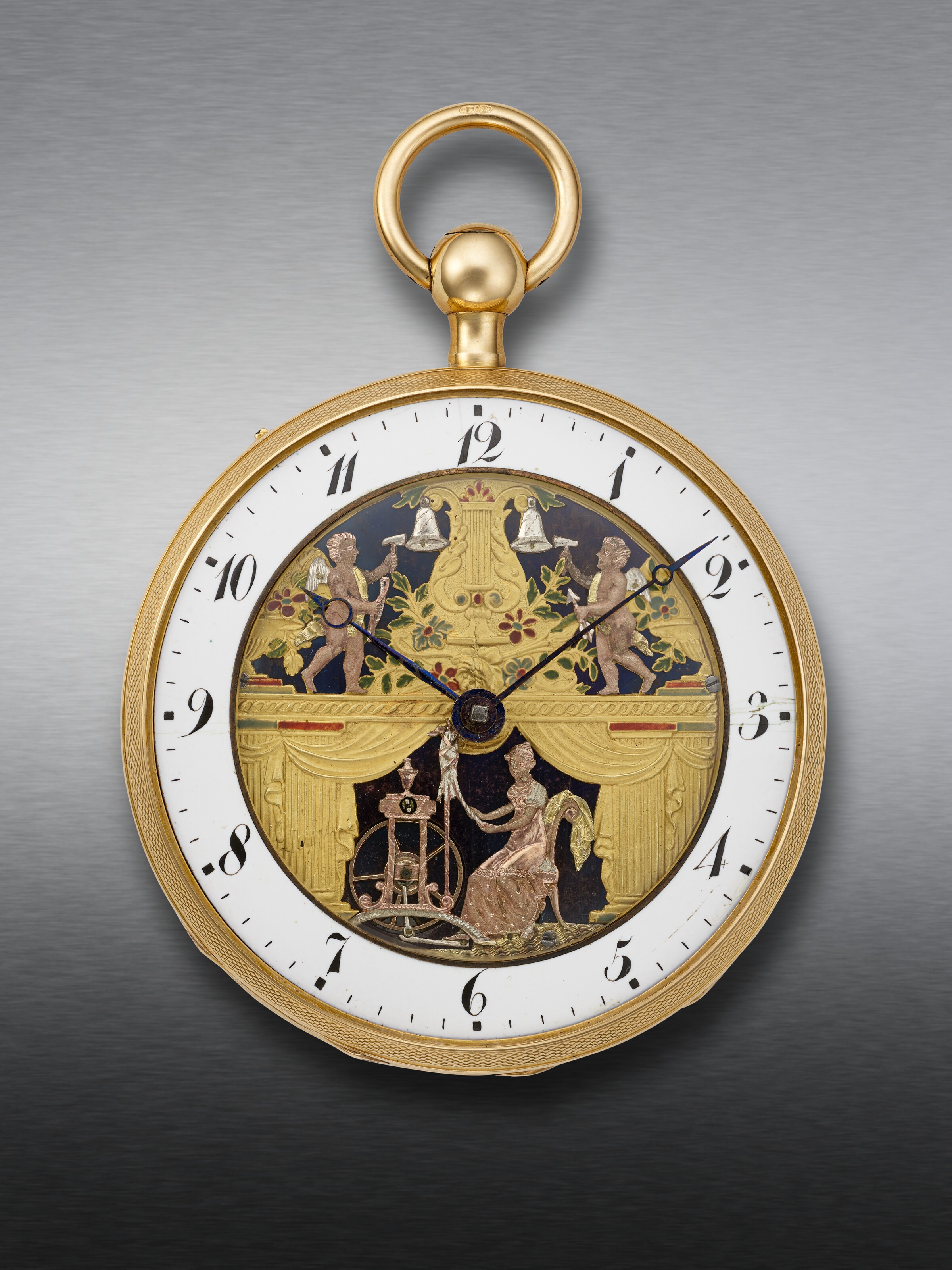 SWISS, A FINE AND RARE YELLOW GOLD OPENFACE QUARTER REPEATING VERGE ...