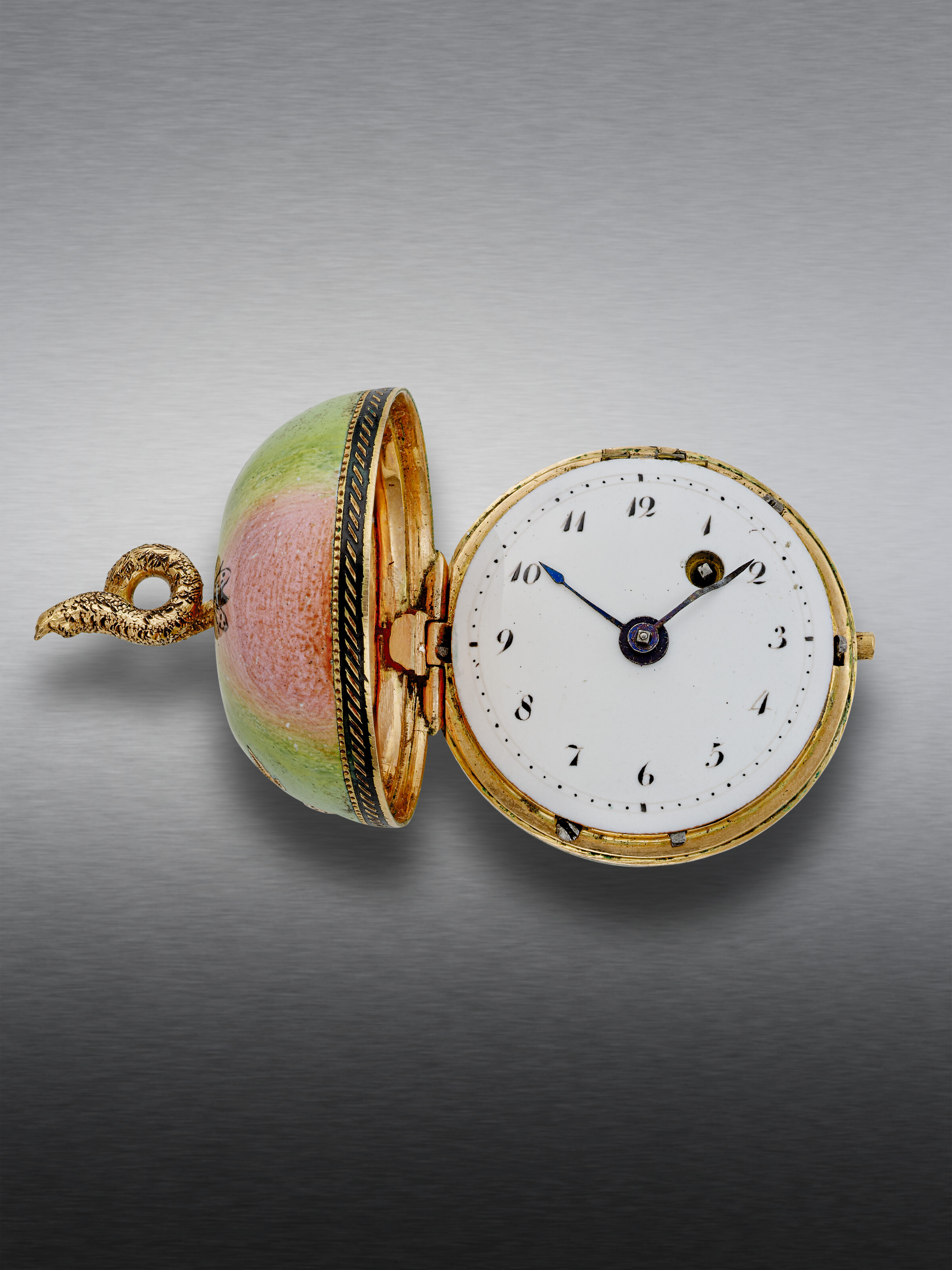 SWISS, A GOLD AND ENAMEL APPLE-FORM VERGE PENDANT WATCH, | Christie’s