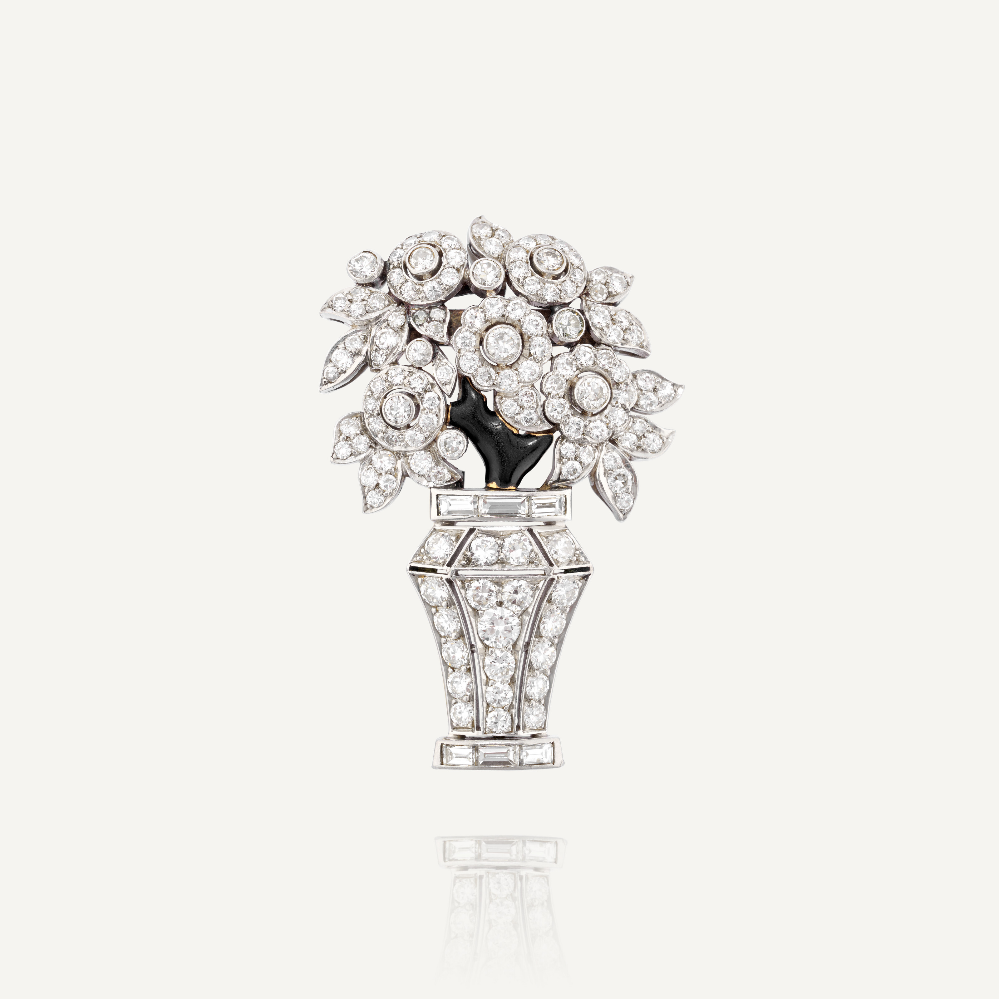 BULGARI MID-20TH CENTURY DIAMOND AND ENAMEL ‘GIARDINETTO’ BROOCH ...