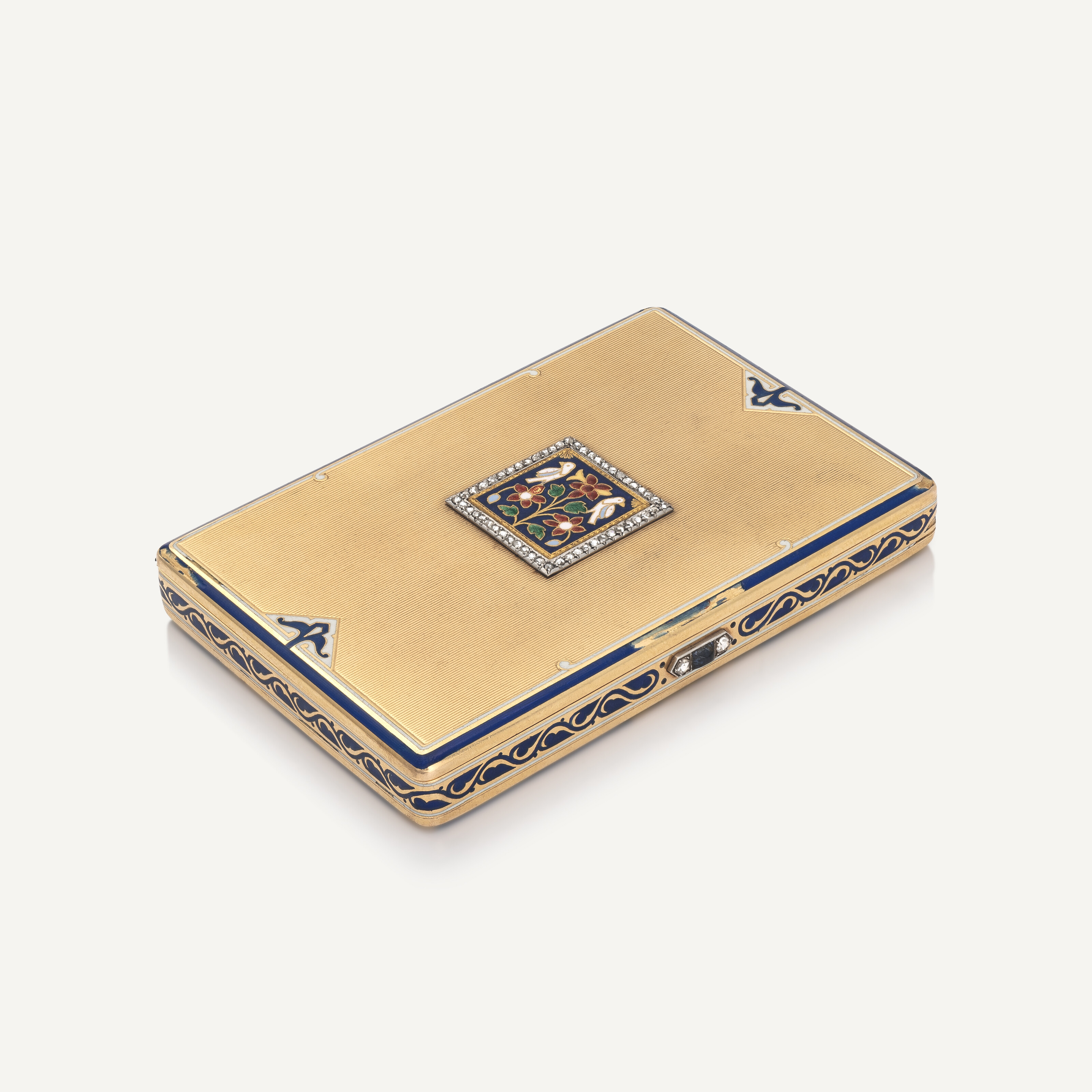 NO RESERVE | CARTIER ART DECO ENAMEL, SAPPHIRE AND DIAMOND POWDER BOX ...