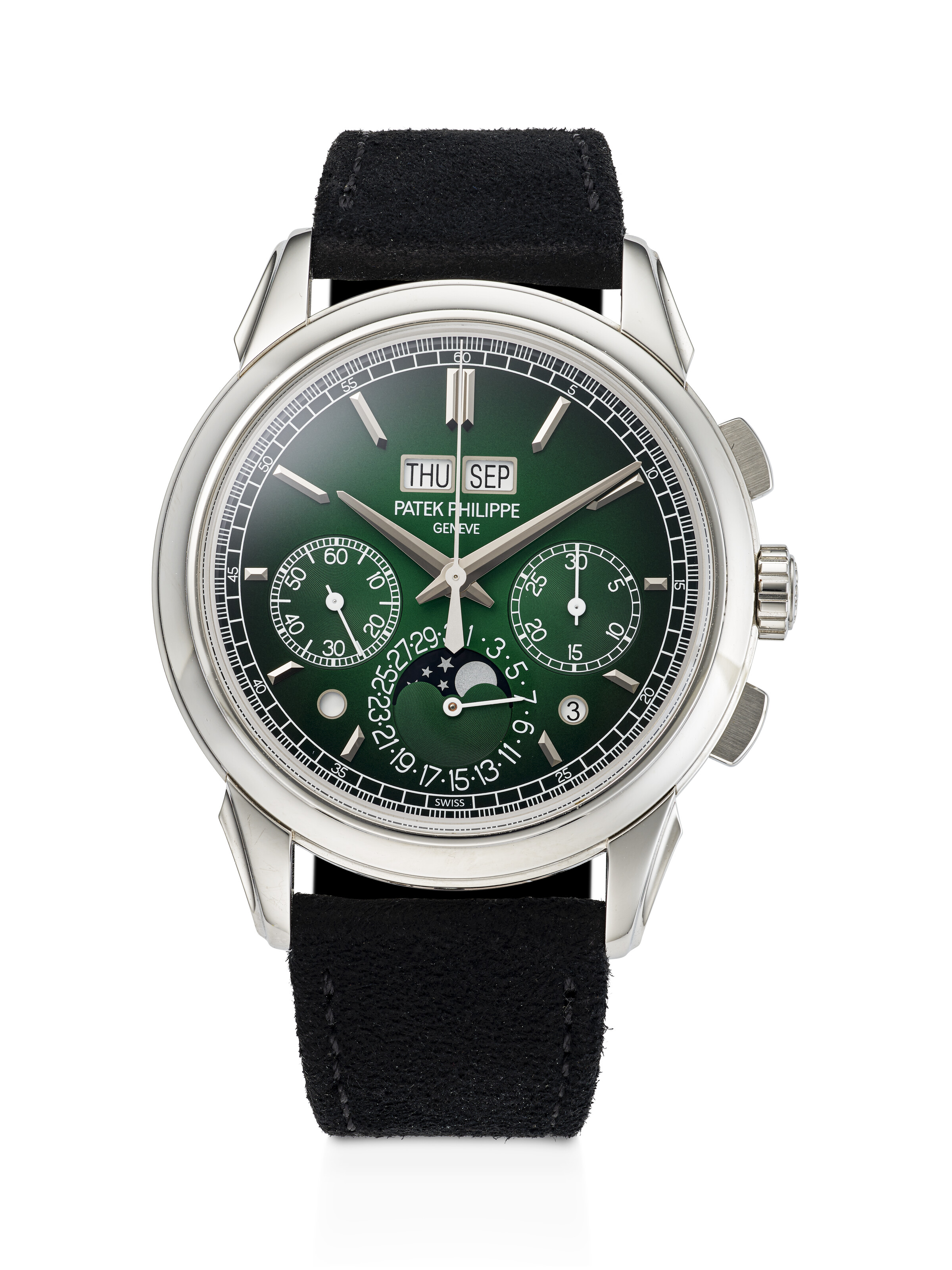 PATEK PHILIPPE, VIBRANT PLATINUM PERPETUAL CALENDAR CHRONOGRAPH ...