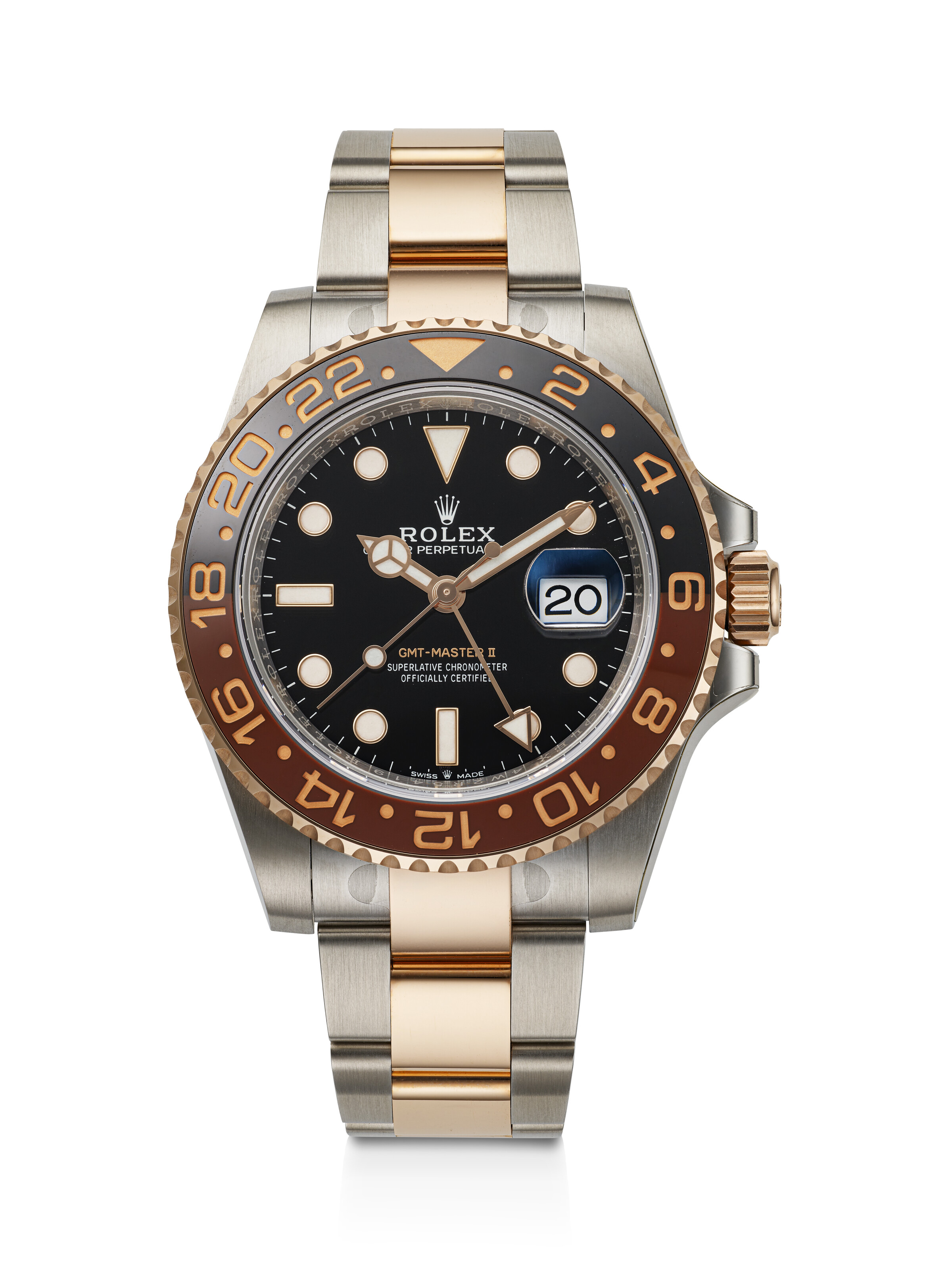ROLEX, PINK GOLD AND STAINLESS STEEL DUAL TIME ‘GMT-MASTER II’, REF ...