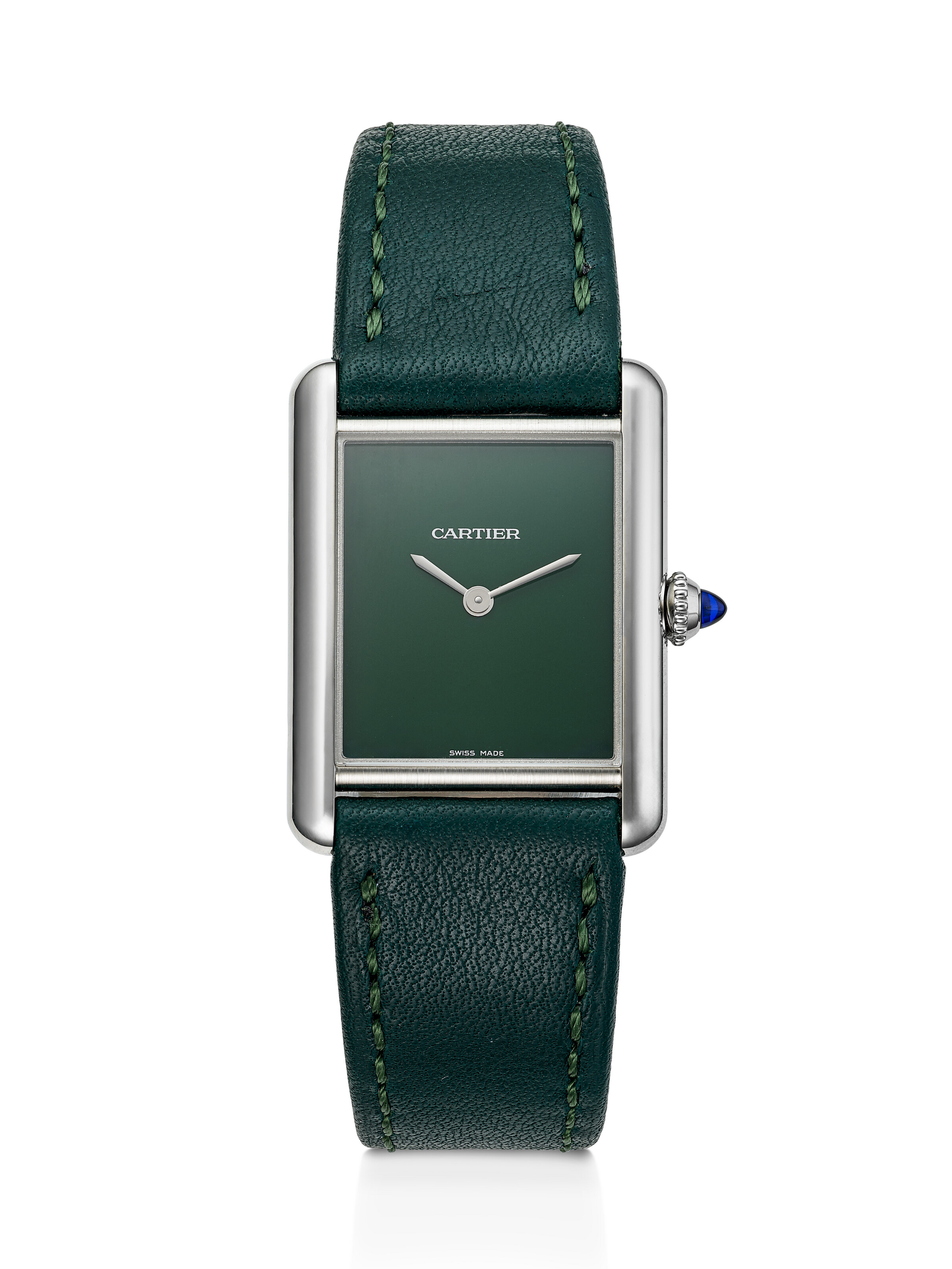CARTIER, STAINLESS STEEL QUARTZ 'TANK MUST', WITH GREEN DIAL, REF ...