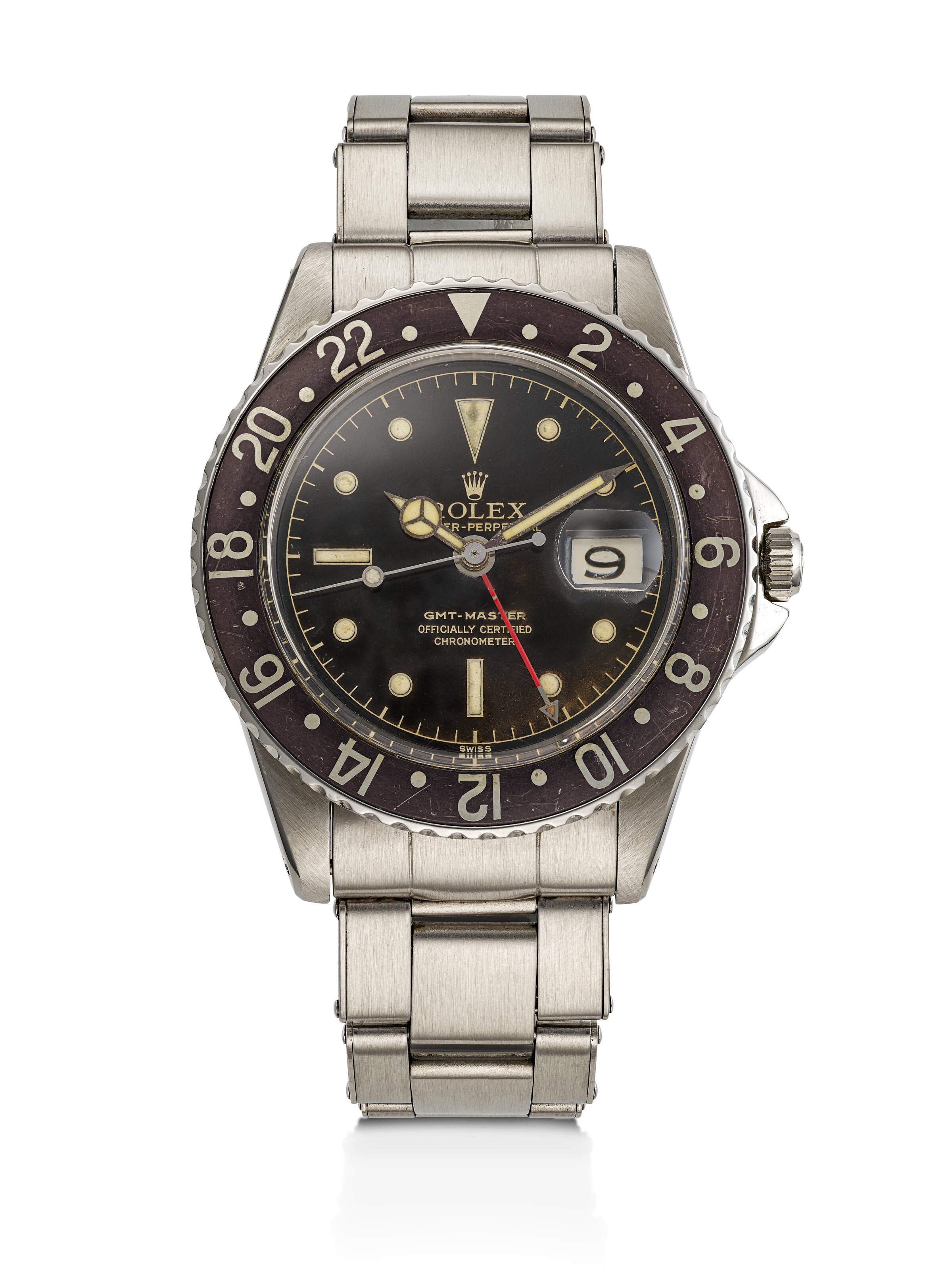 ROLEX, STAINLESS STEEL DUAL TIME 'GMT-MASTER', REF. 1675, SERIAL NO ...