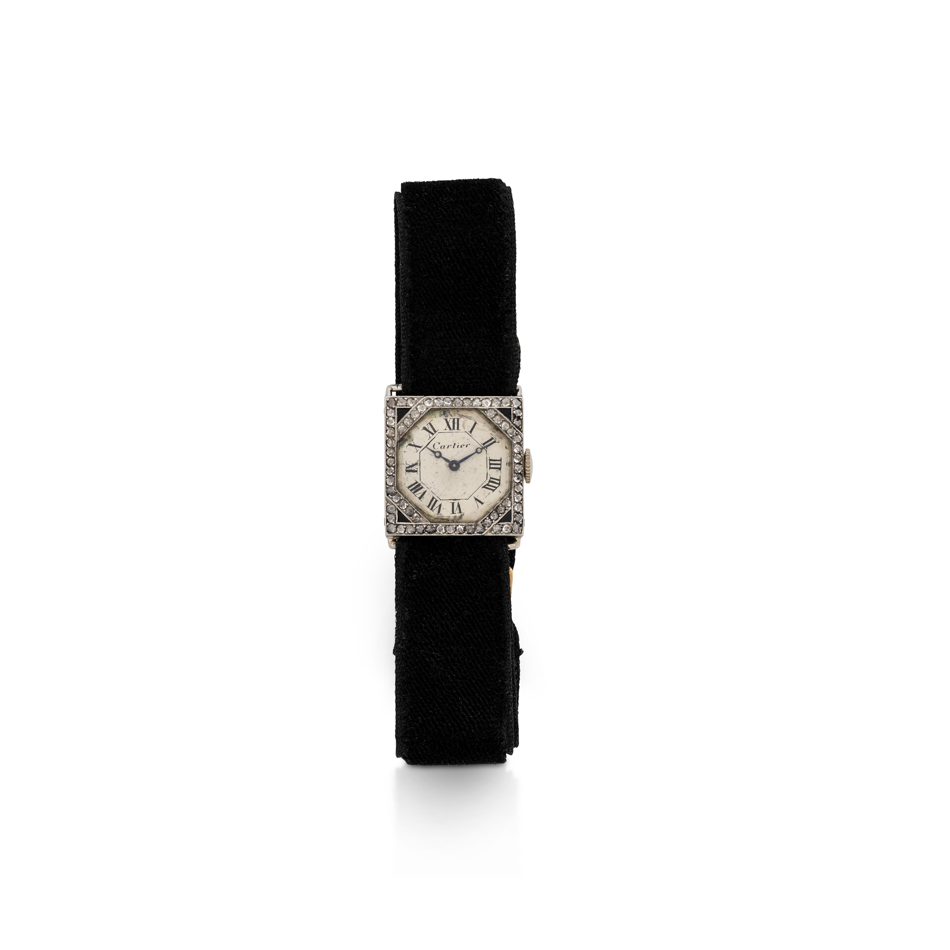 CARTIER EARLY 20TH CENTURY DIAMOND AND ONYX BRACELET-WATCH, | Christie’s