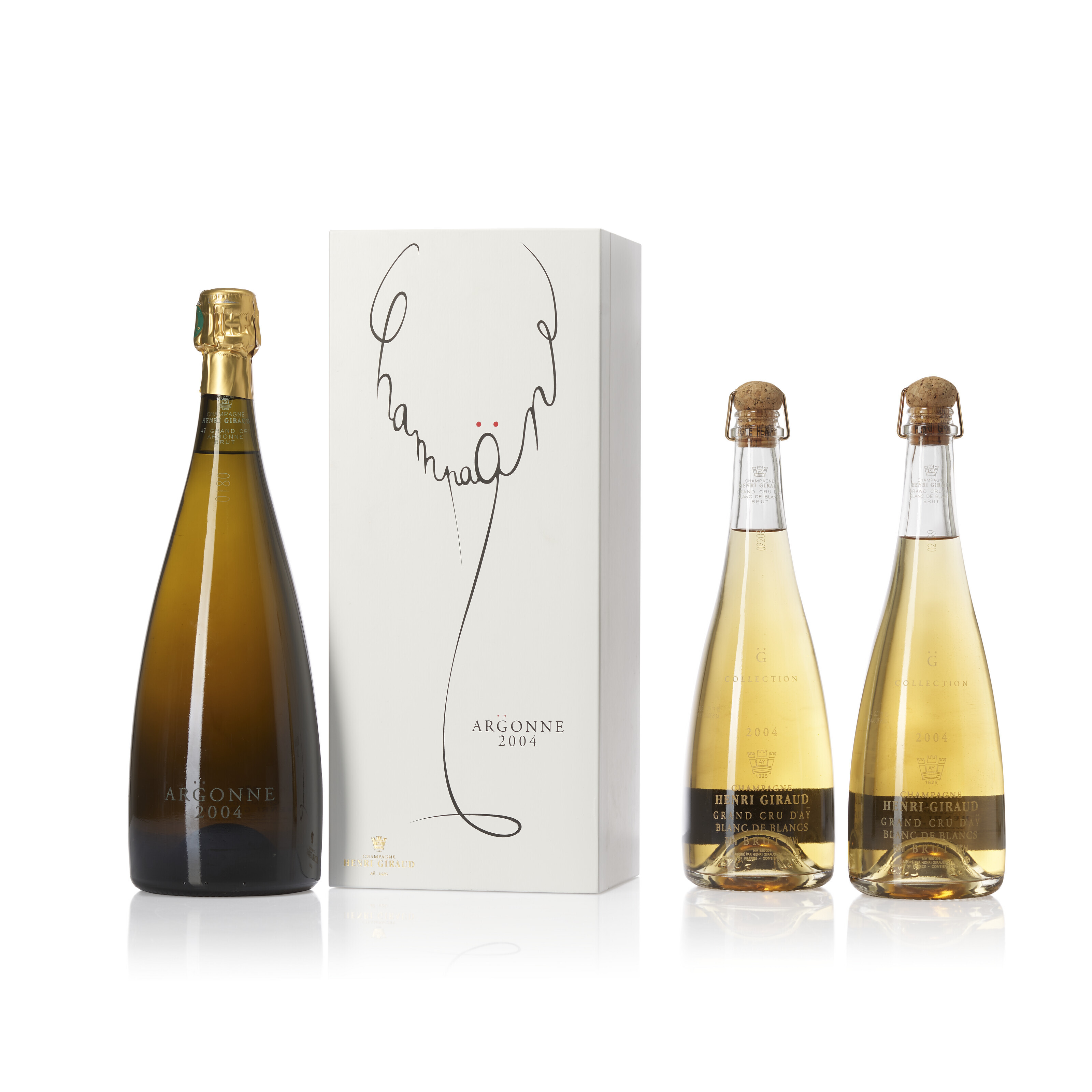 Henri Giraud, Blanc de Blanc "G" Collection 2004, In banded original wooden case prior to ...