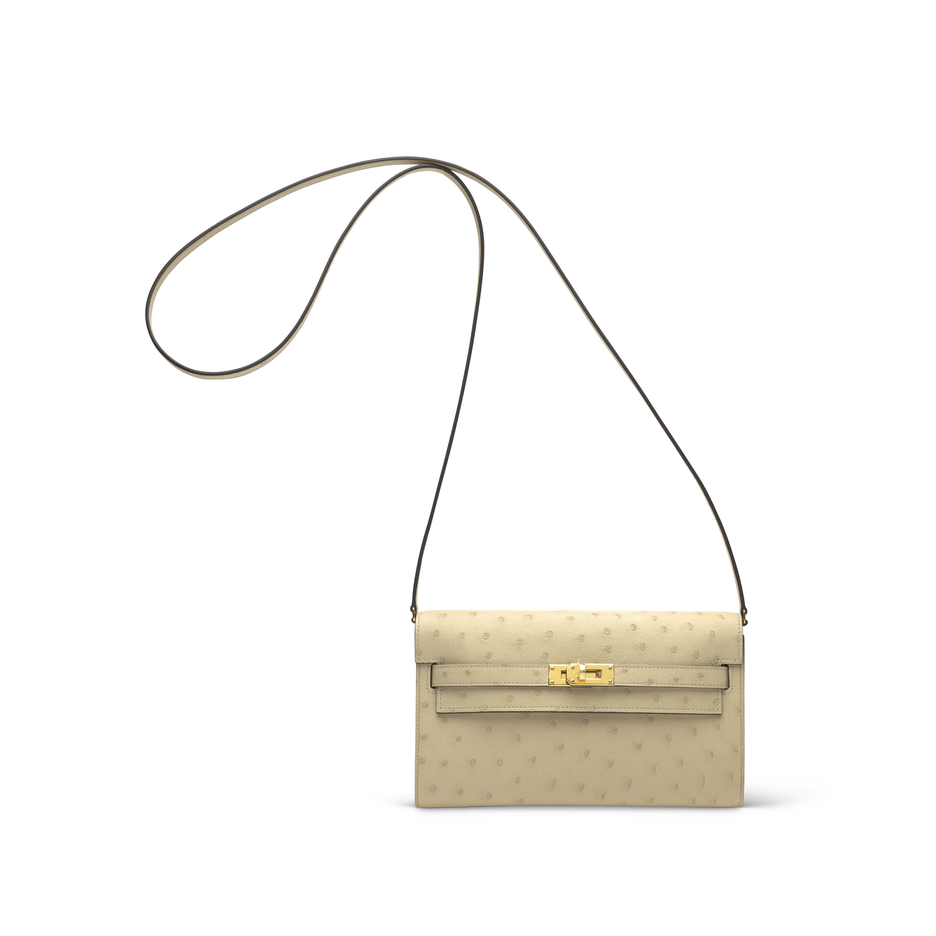 A PARCHEMIN OSTRICH KELLY TO GO WITH GOLD HARDWARE, HERMÈS, 2021 ...