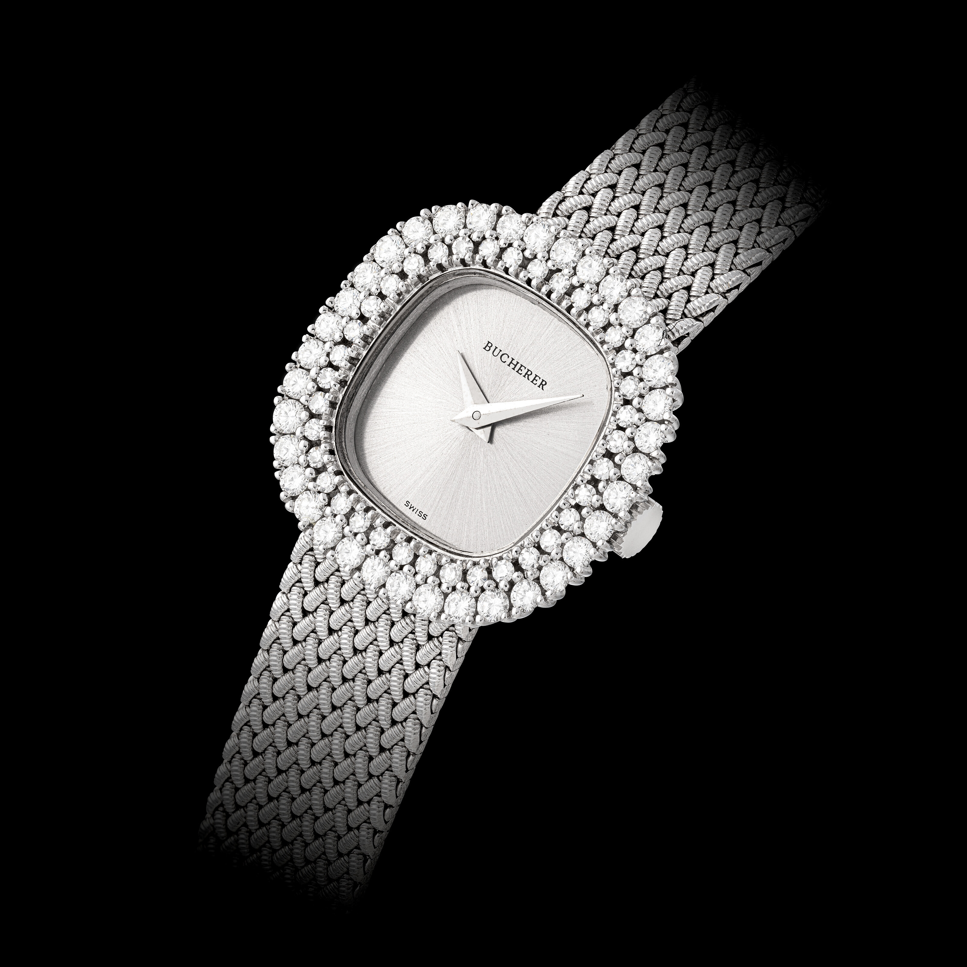 BUCHERER, WHITE GOLD AND DIAMOND-SET BRACELET WATCH, CASE NO. 3051/ ...