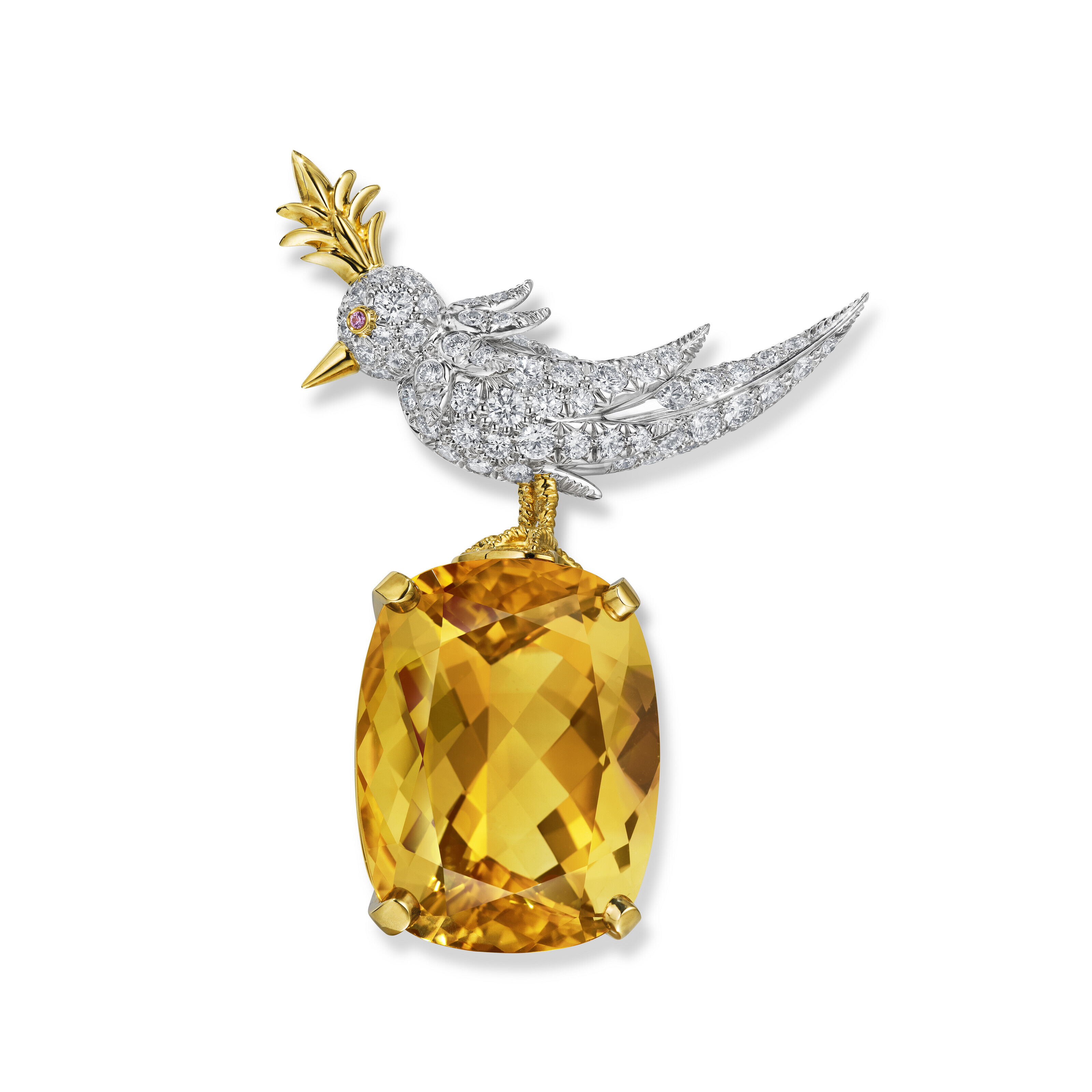 TIFFANY & CO. BY SCHLUMBERGER STUDIO, CITRINE AND DIAMOND 'BIRD ON A ...