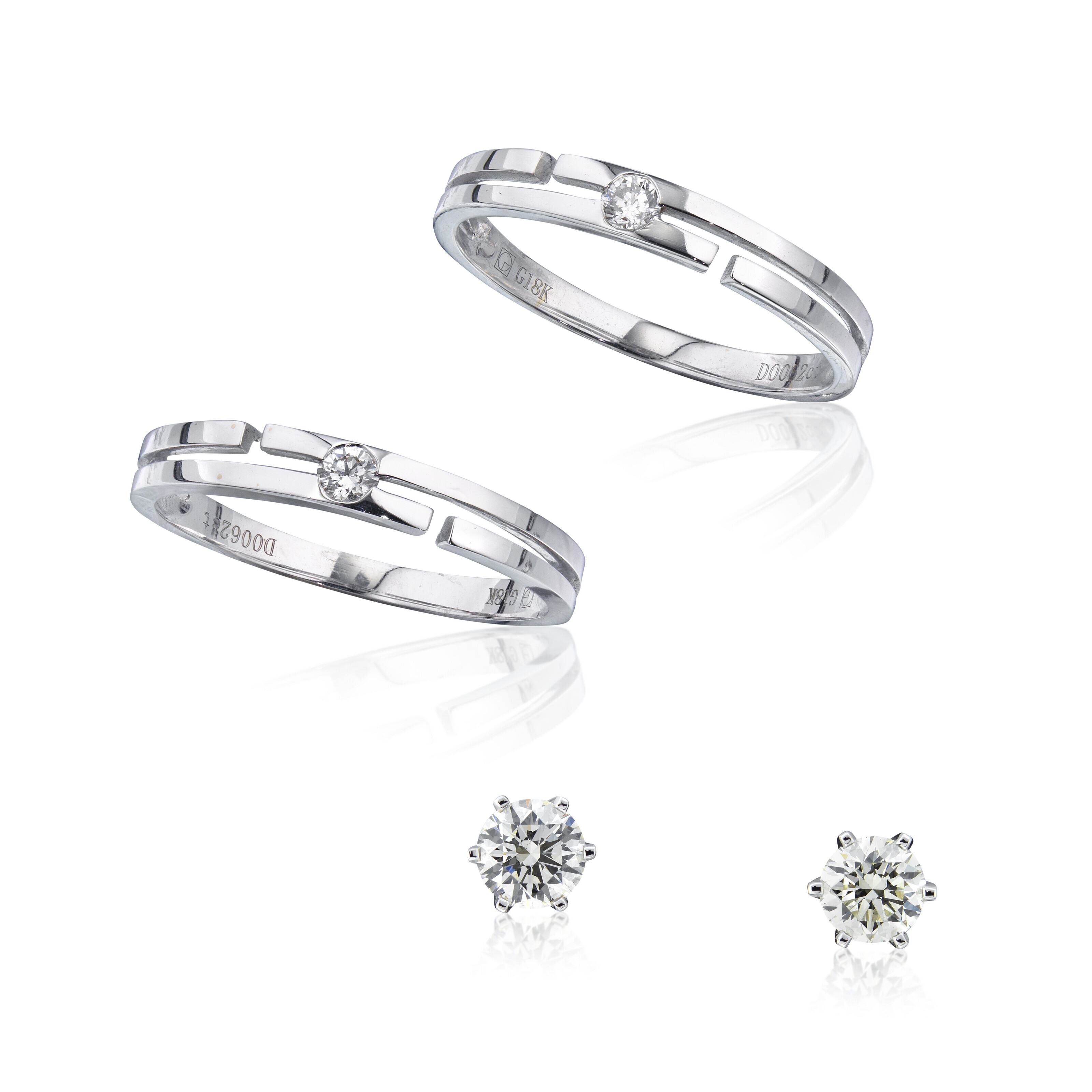 NO RESERVE - DIAMOND EARRINGS AND TWO DIAMOND RINGS, | Christie’s