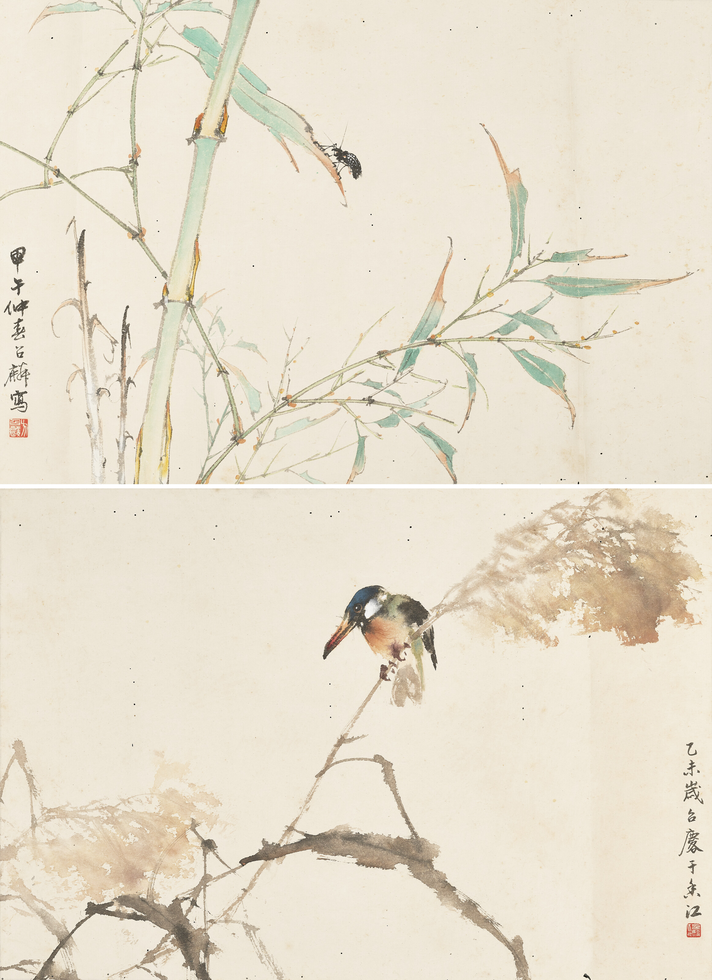 FANG ZHAOLIN (1914-2006), Bamboo and Insect / Bird on Branch | Christie’s