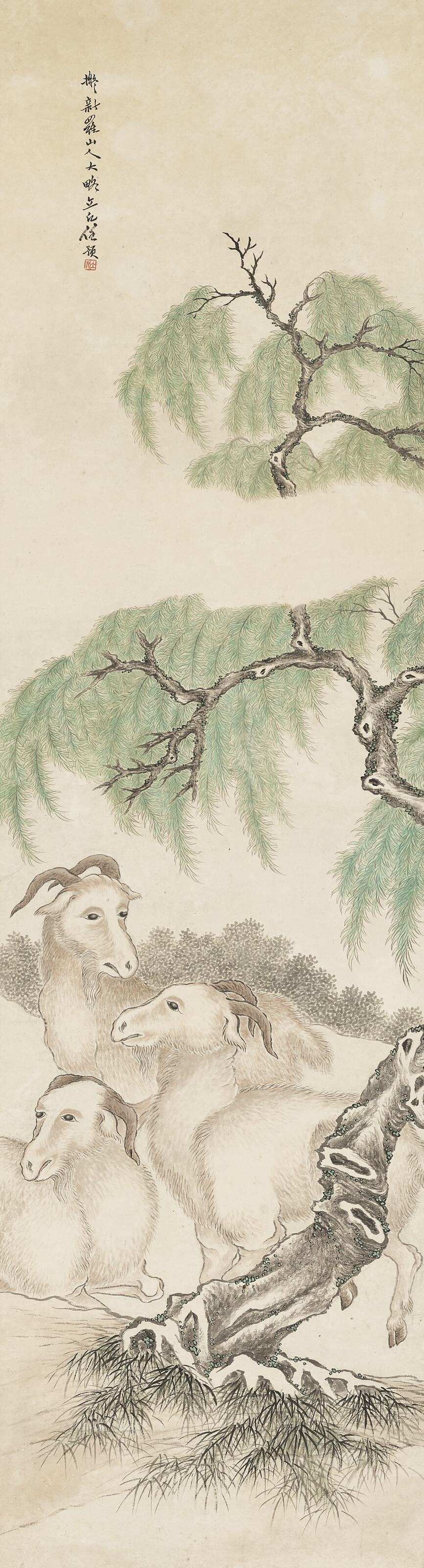 REN YU (1853-1901), Three Goats | Christie’s