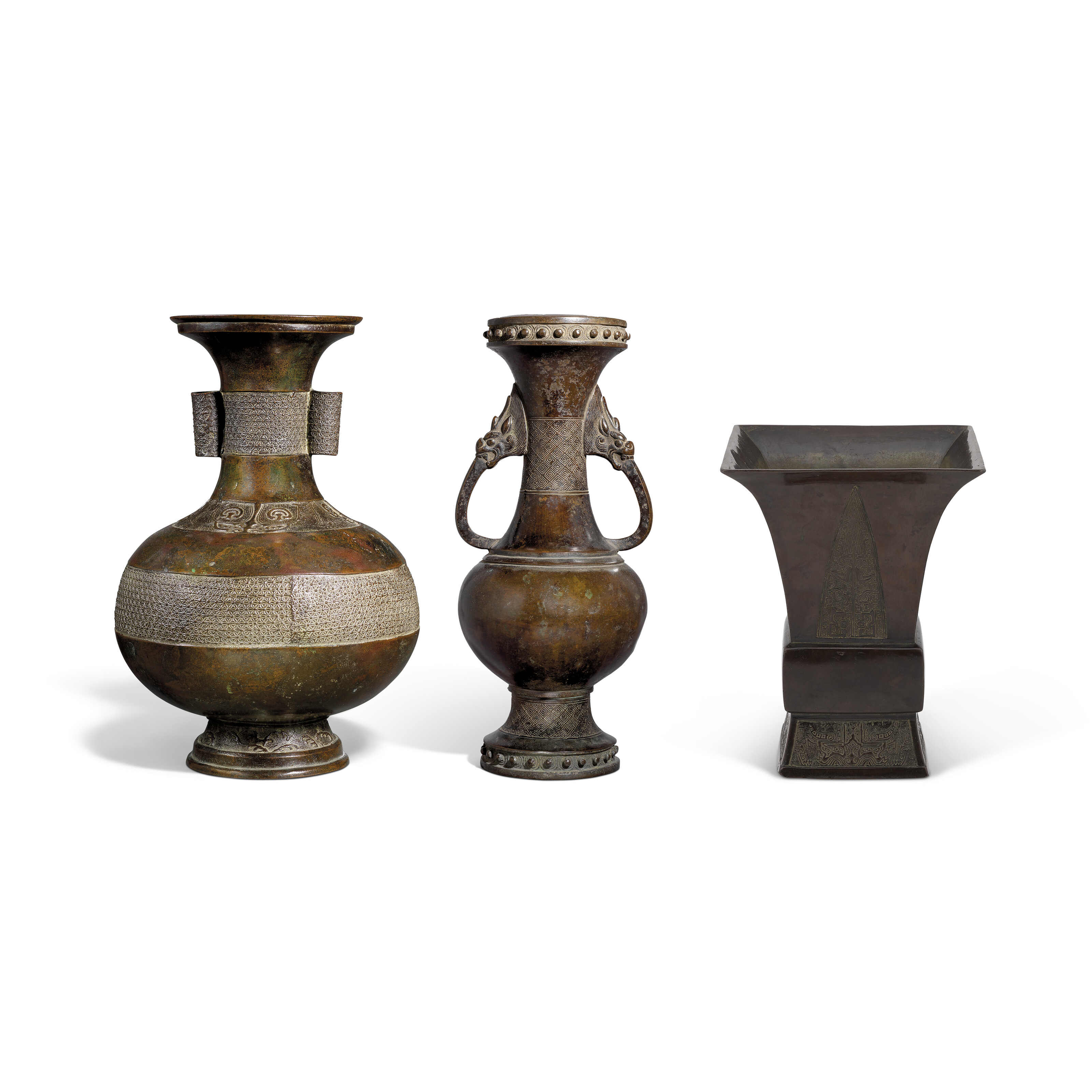 A GROUP OF THREE BRONZE VASES, SONG-MING DYNASTY (960-1644) | Christie’s