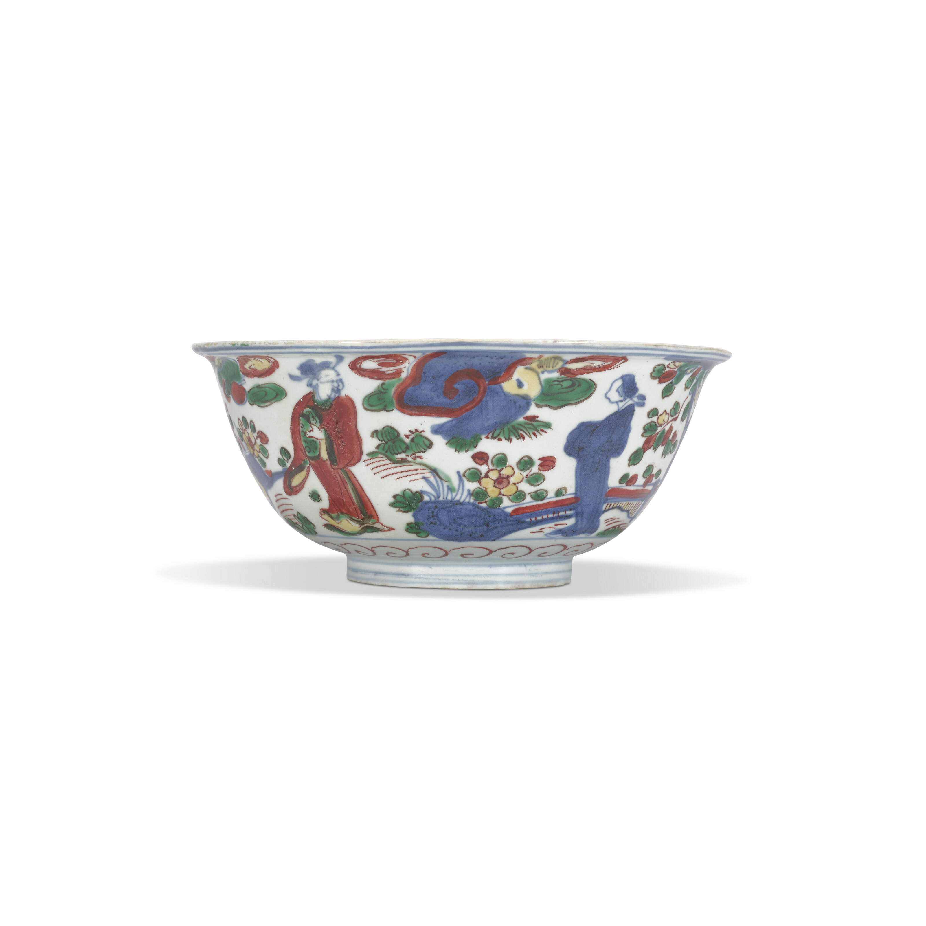 A WUCAI 'FIGURAL' BOWL, WANLI SIX-CHARACTER MARK IN IRON RED AND OF THE ...