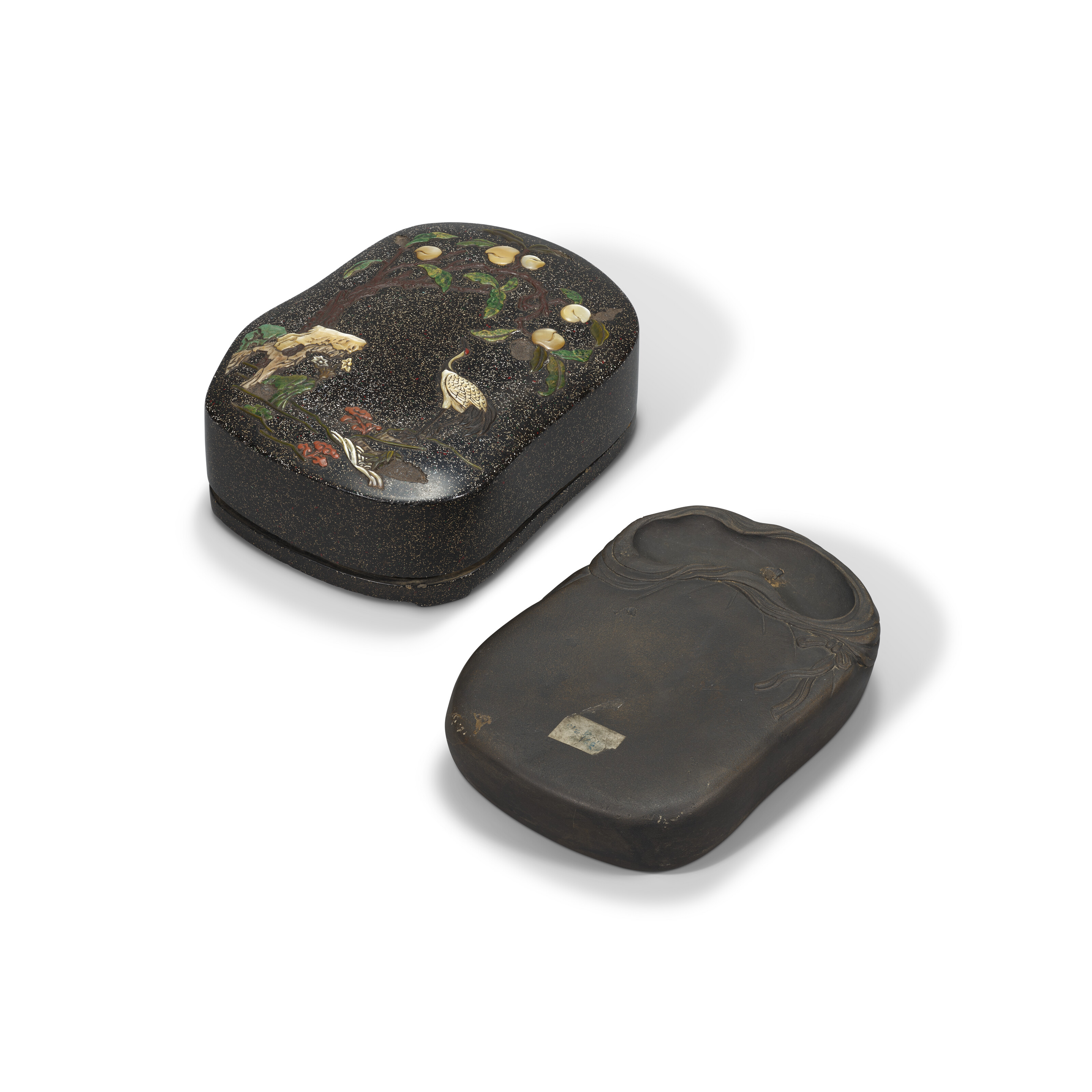 A CHENGNI INKSTONE AND AN EMBELLISHED BOX AND COVER, QING DYNASTY (1644 ...