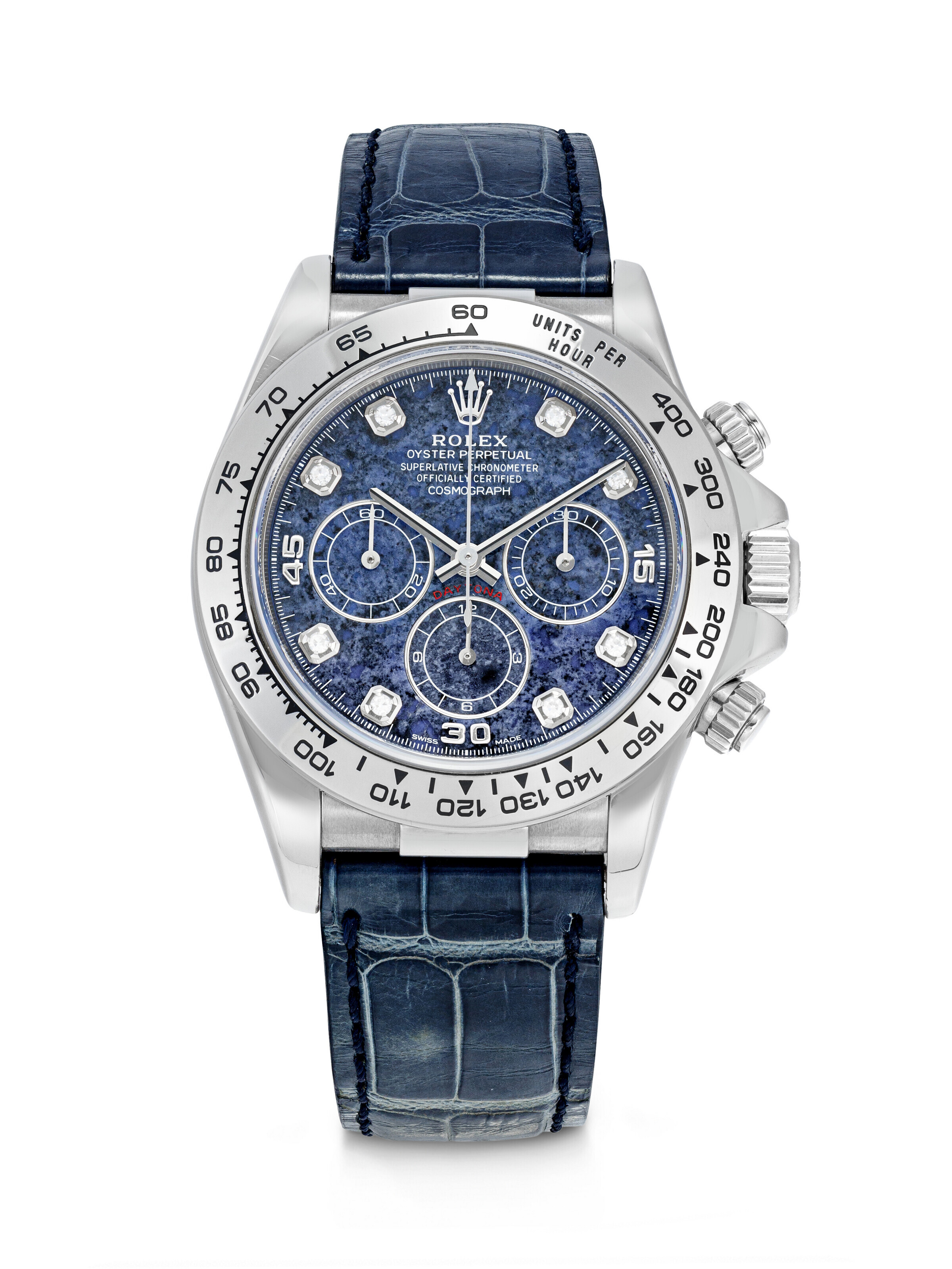 ROLEX, DAYTONA WITH SODALITE AND DIAMOND-SET DIAL , REF. 16519, CASE NO ...