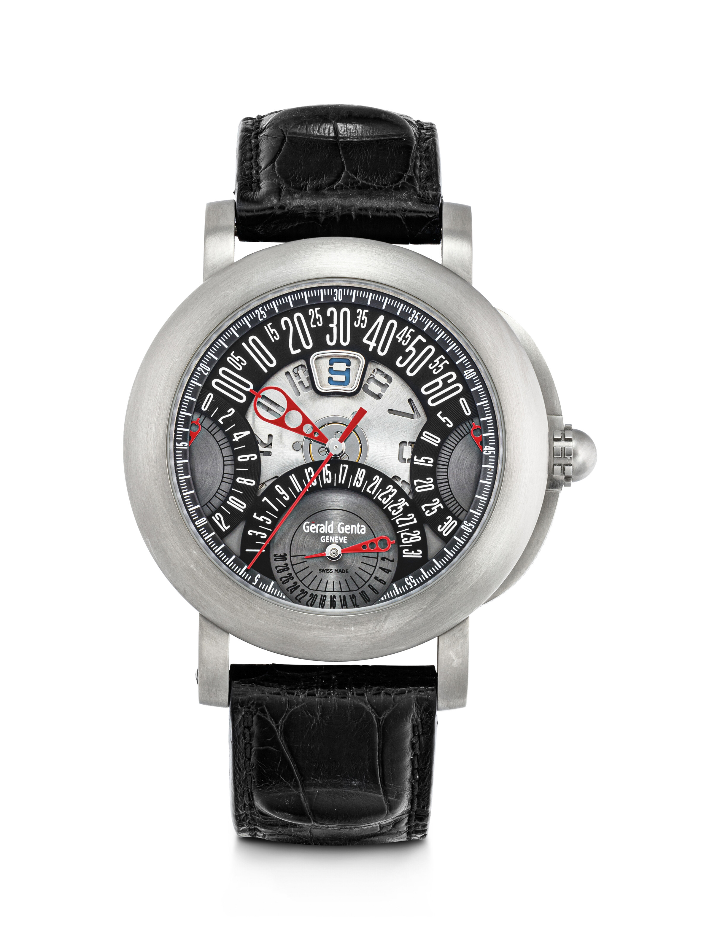 GERALD GENTA, ARENA CHRONO QUATTRO RETRO, REF. ABC.Y.80, CASE NO. 124 ...