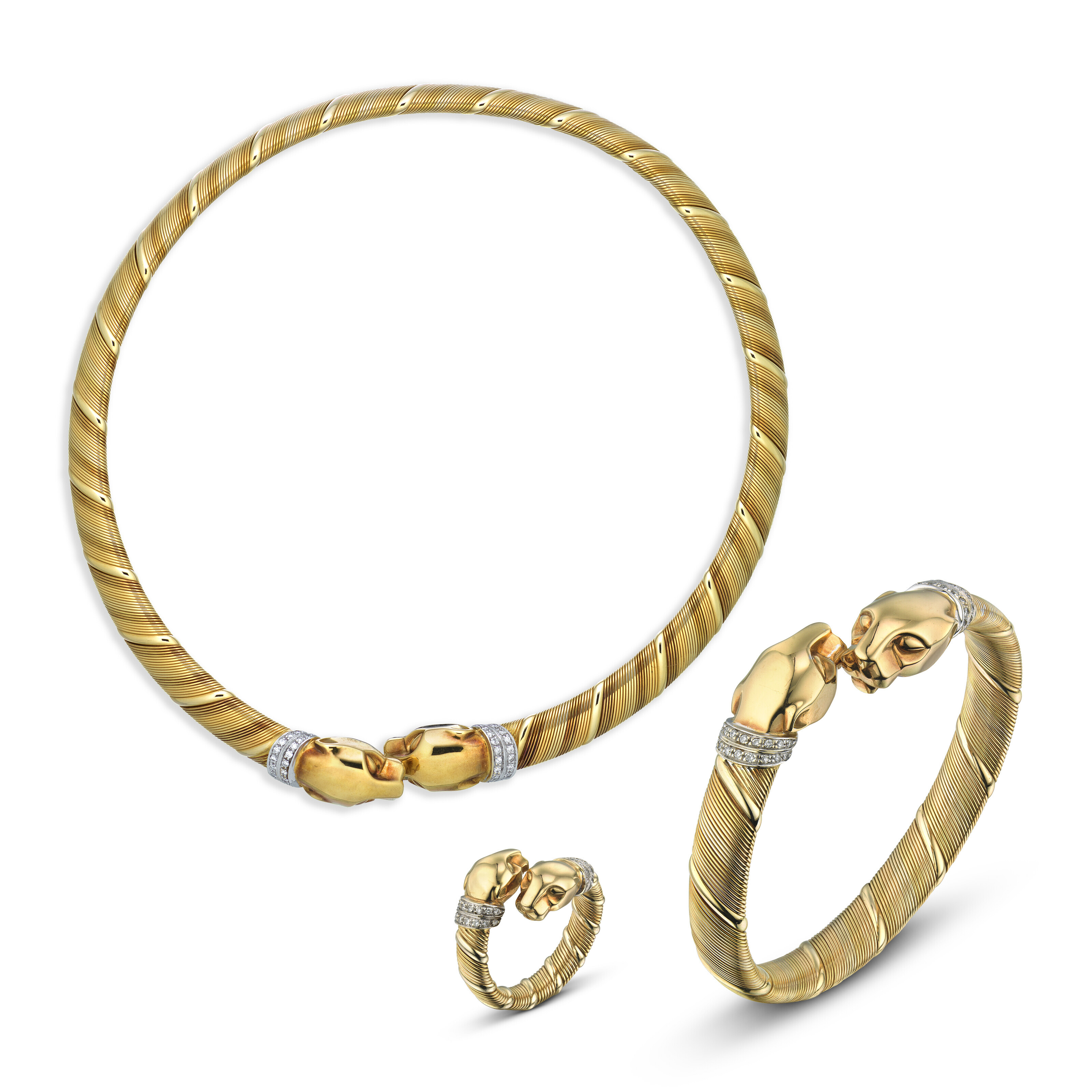 CARTIER GOLD AND DIAMOND 'PANTHÈRE DE CARTIER' SUITE OF JEWELLERY ...