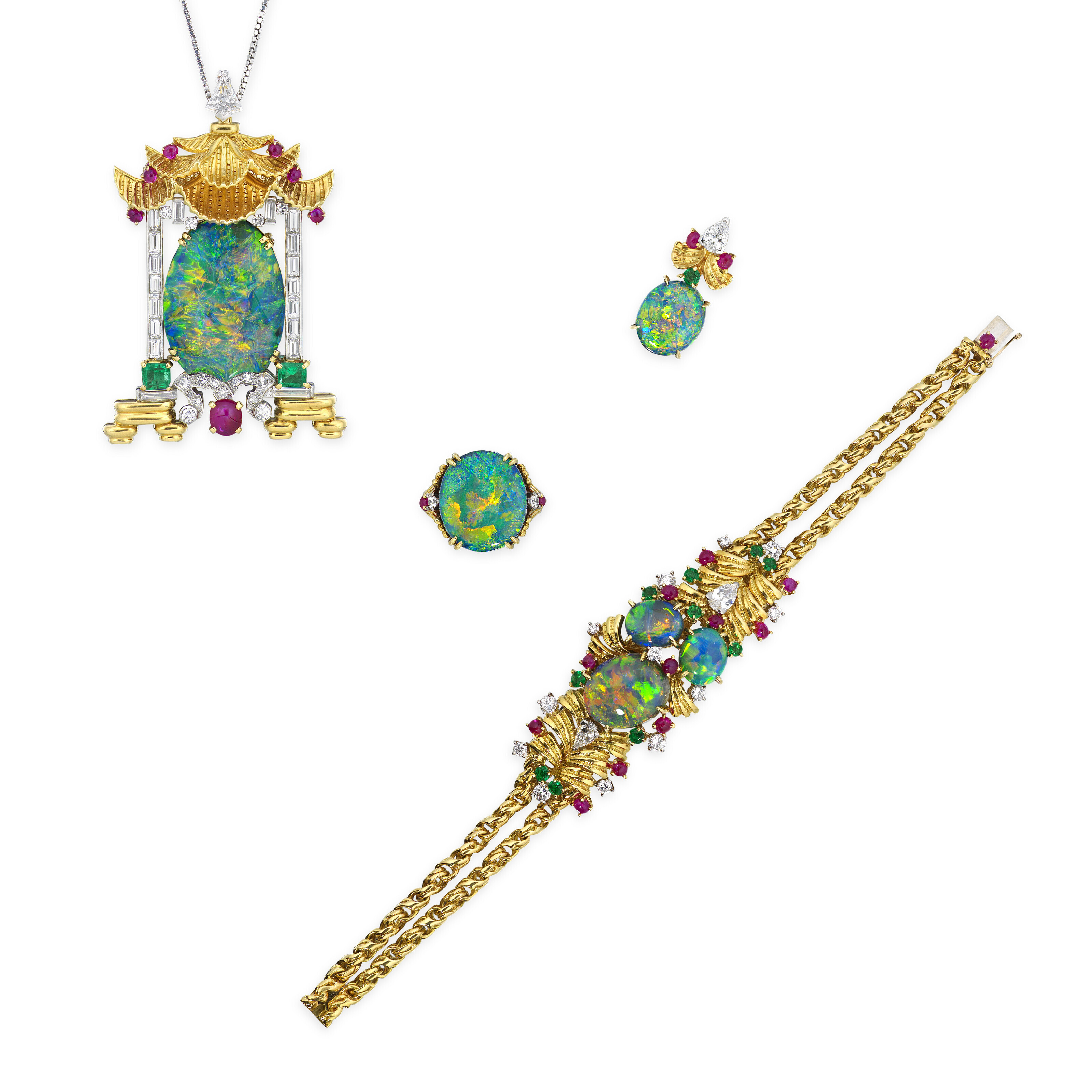 A SPECTACULAR DIAMOND AND COLOURED DIAMOND PENDENT NECKLACE | Christie's