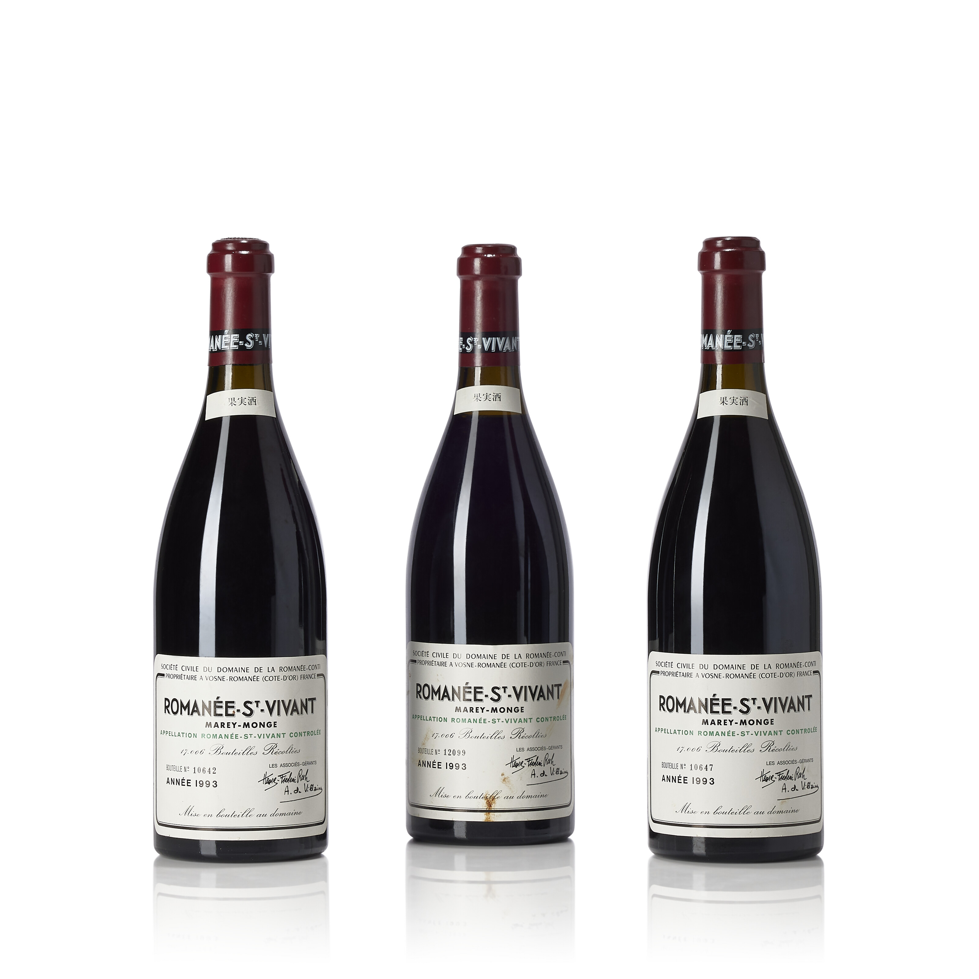 Domaine de la Romanée-Conti, Romanée-Saint-Vivant 1993, One stained and ...