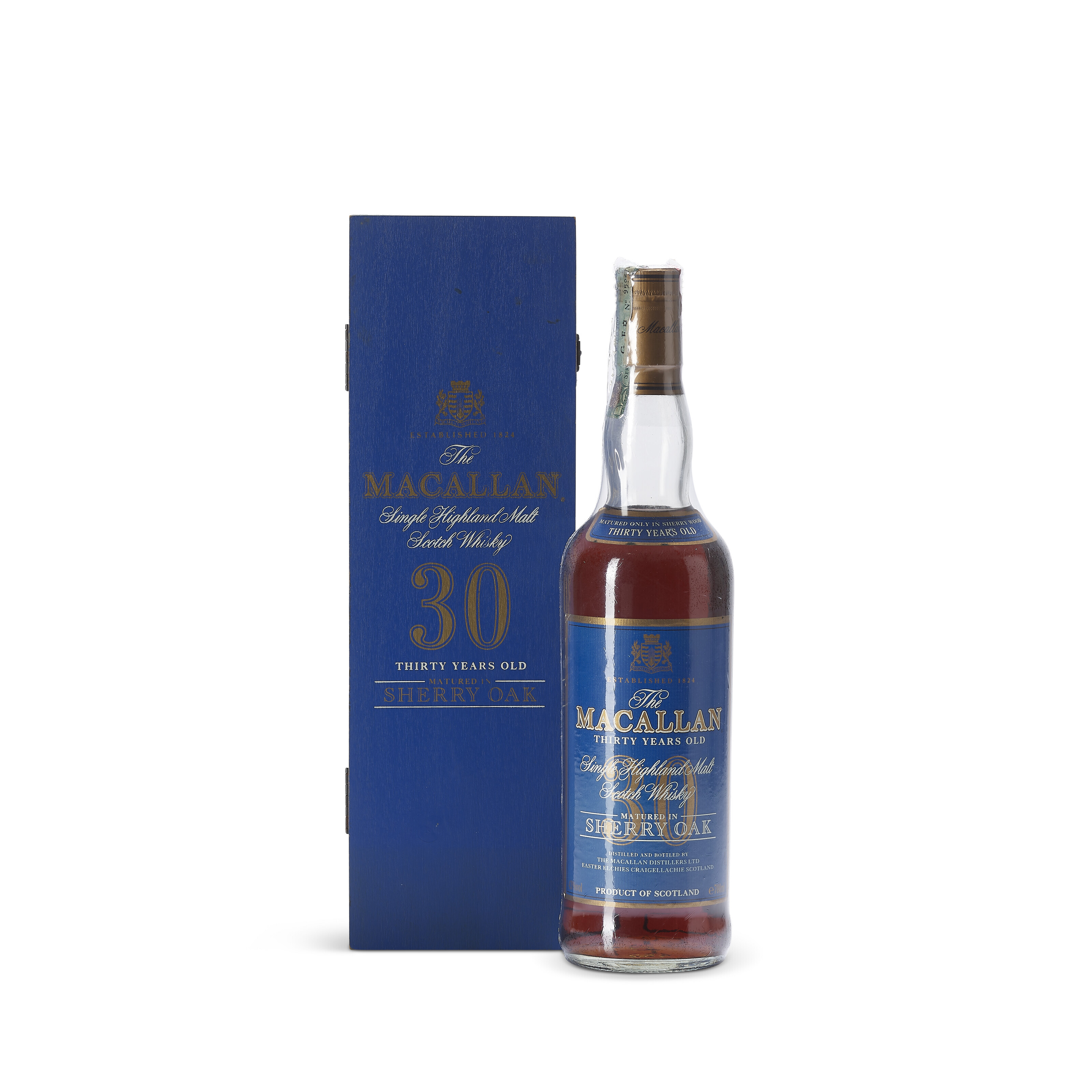 The Macallan 30 Year Old Sherry Oak Blue Label & Box, In original ...