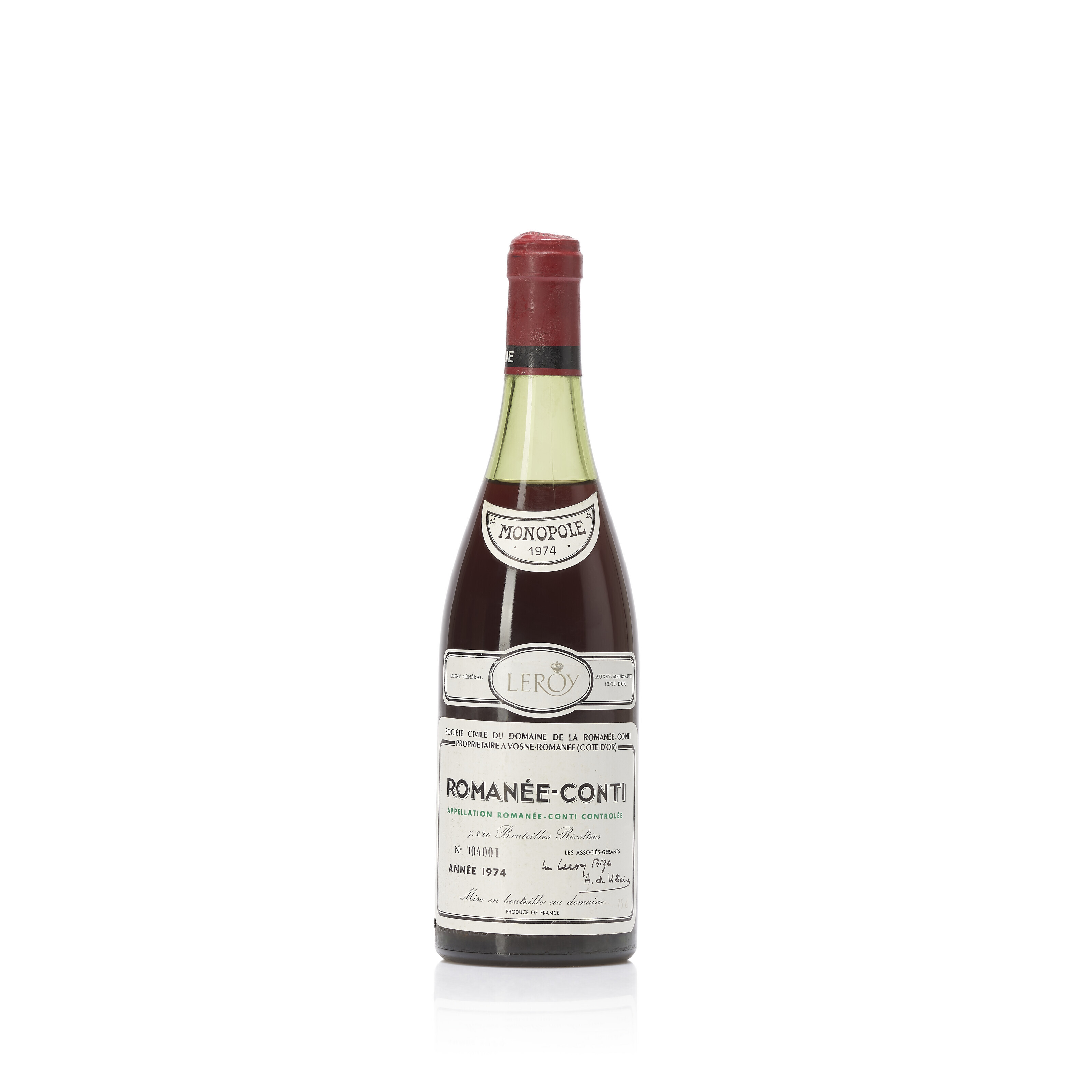 Domaine de la Romanee-Conti, Romanée-Conti 1974, u. 1x4.5cm, 1x6cm ...