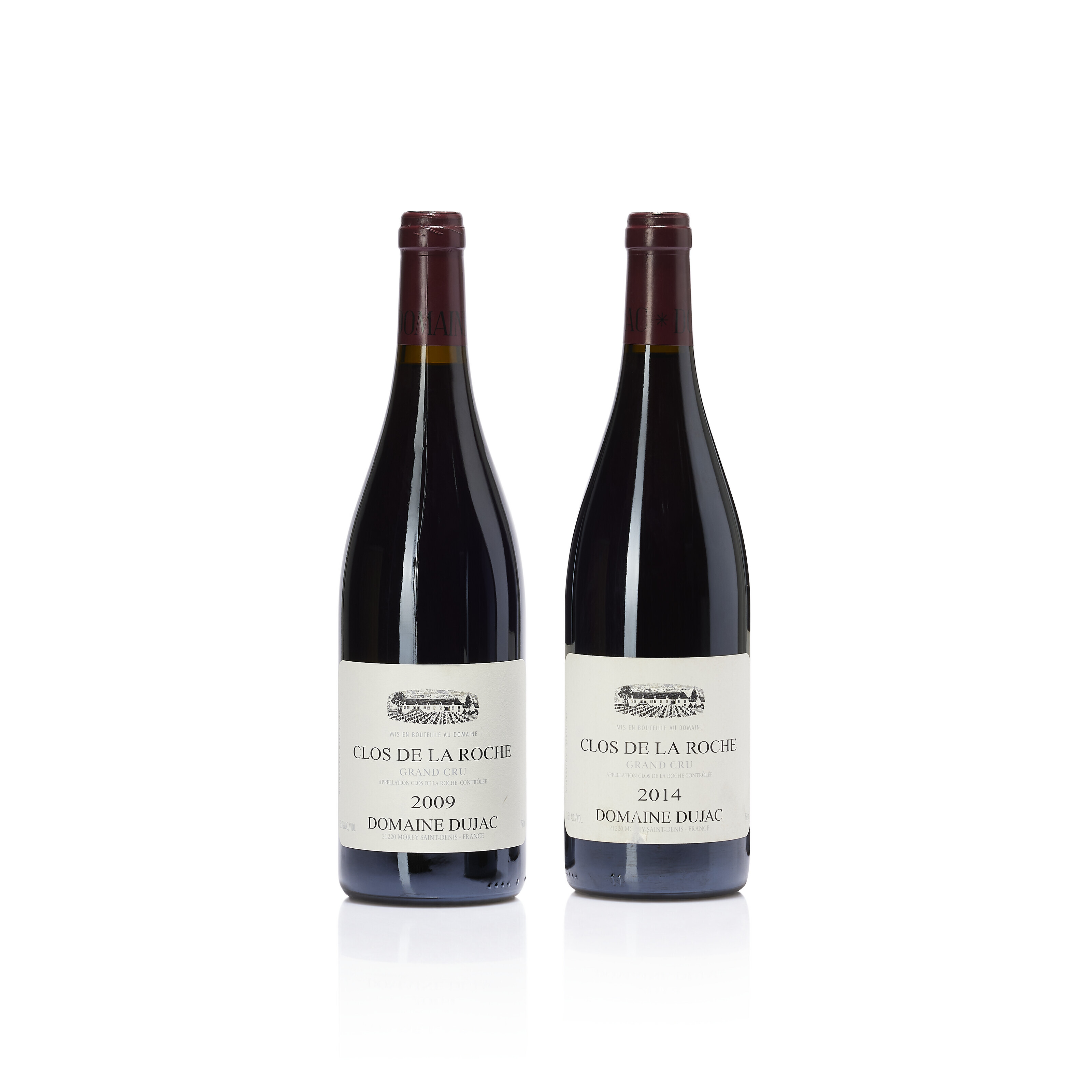 Domaine Dujac, Clos de la Roche 2014, 1 slightly damaged and 1 stained ...