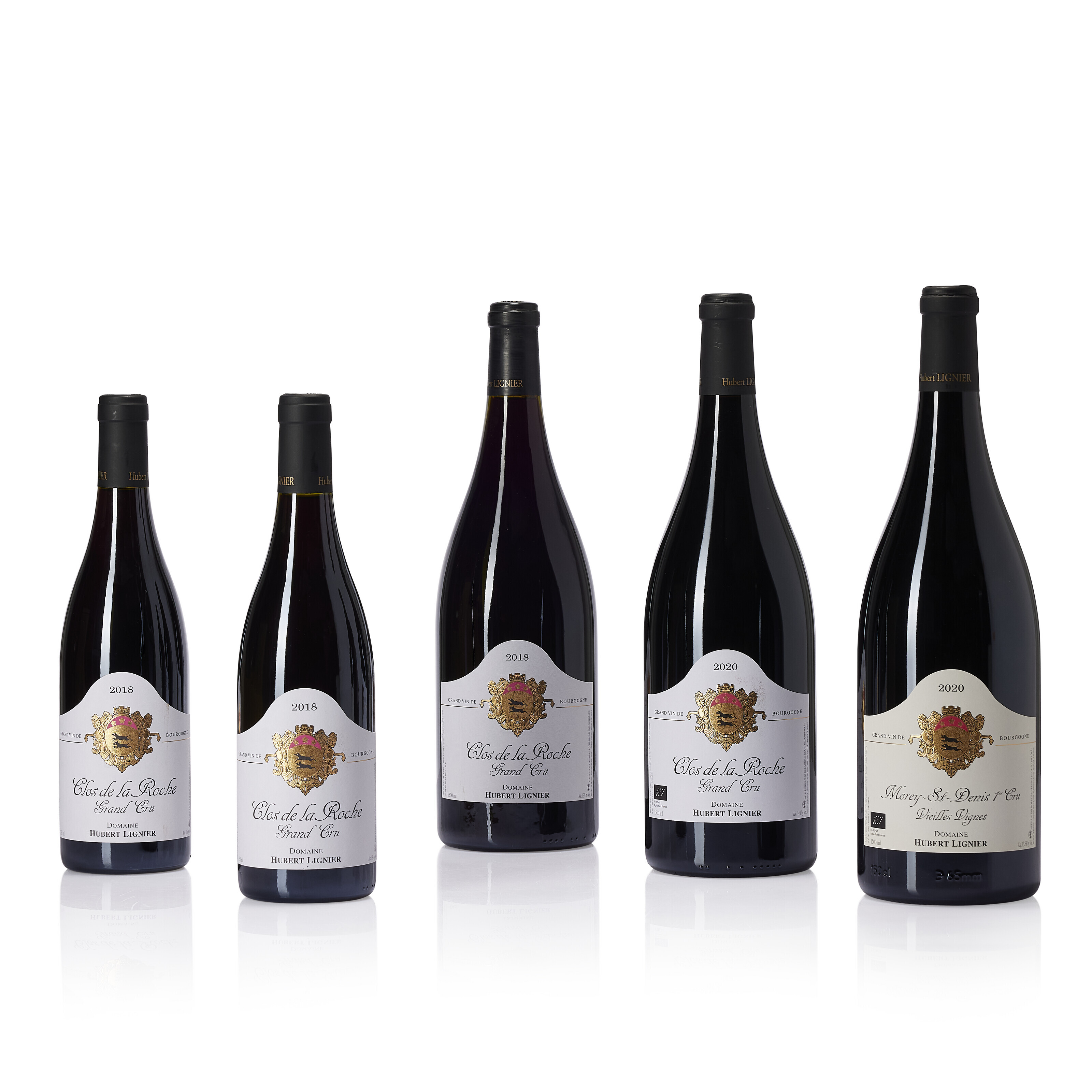 Mixed Domaine Hubert Lignier, Clos de la Roche 2018 One very slightly bin-marked label (2)Clos ...