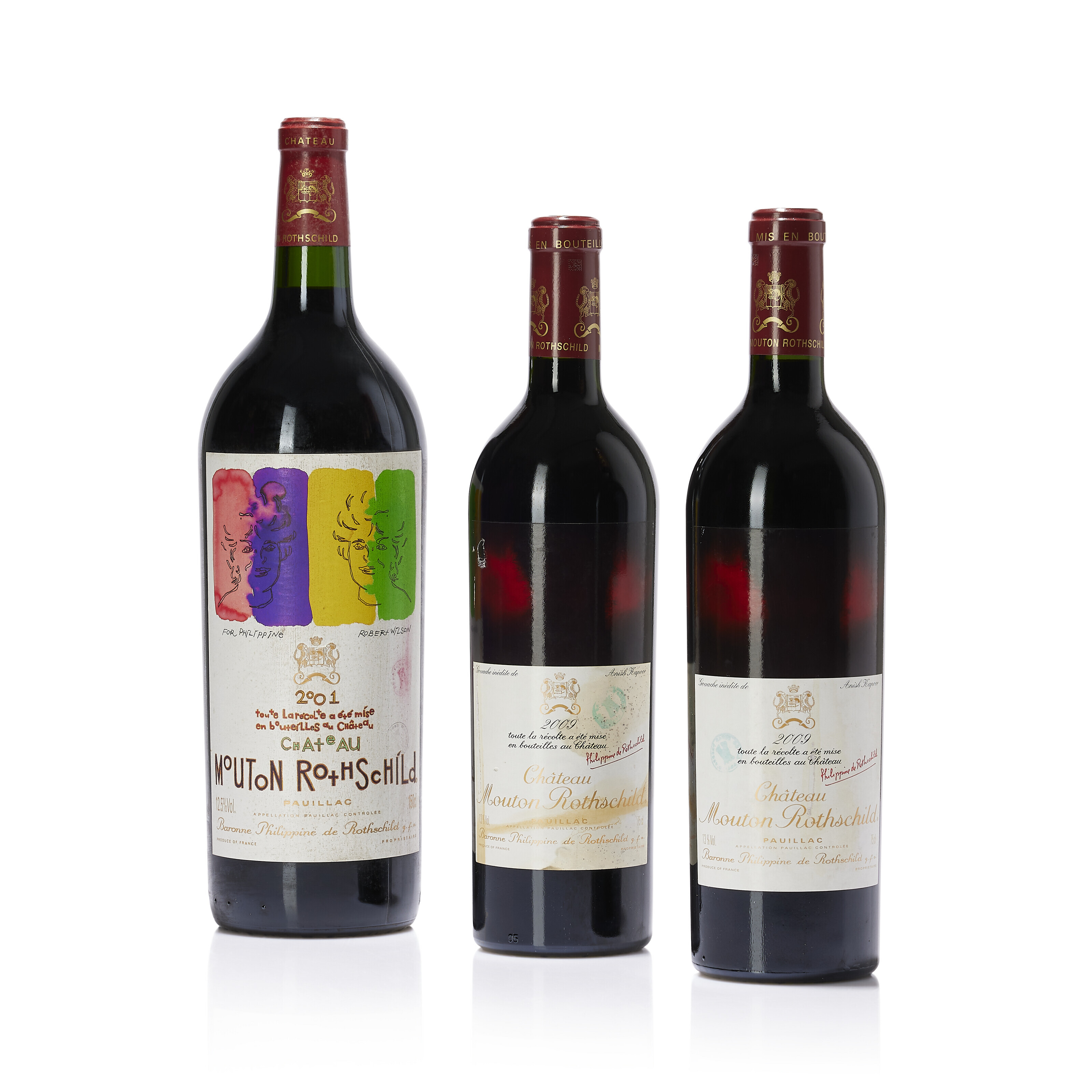 Château Mouton Rothschild 2001, Bin-soiled and slightly scuffed label, "La Tour d'Argent ...