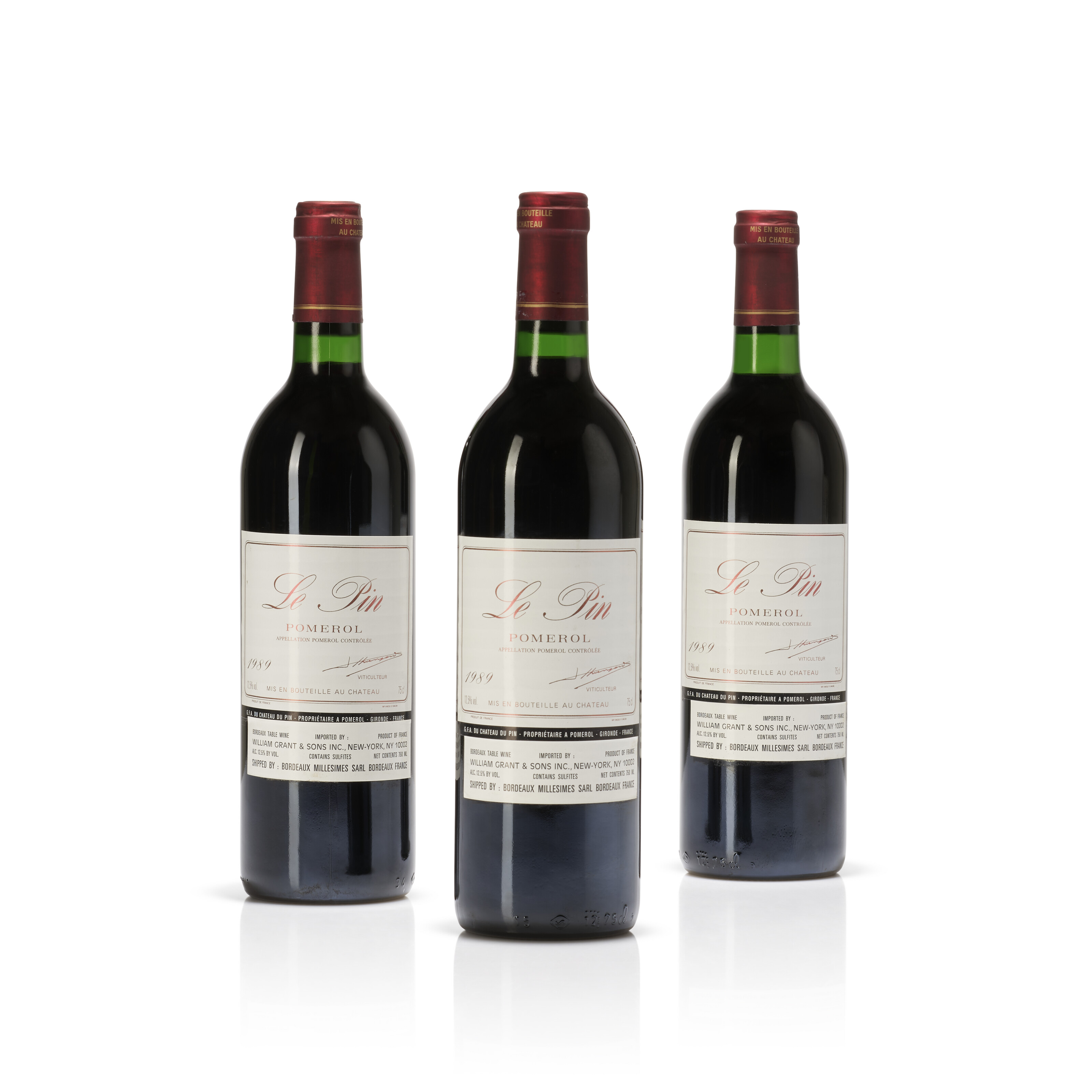 Le Pin 1989, Pomerolu. 2ts, 3 very slightly and 1 slightly stained ...