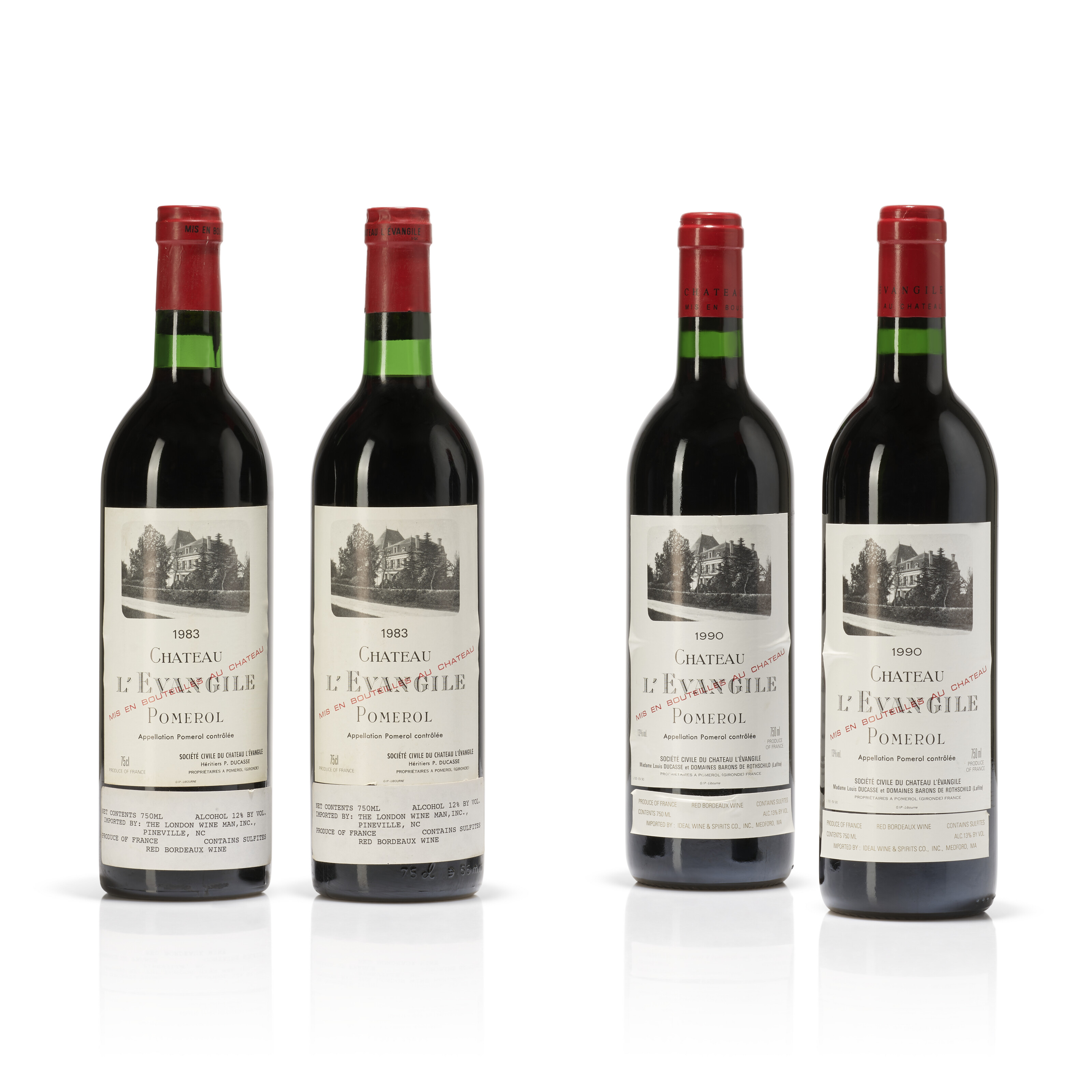 Château L'Evangile 1990, PomerolSlightly creased labels, US slip labels ...