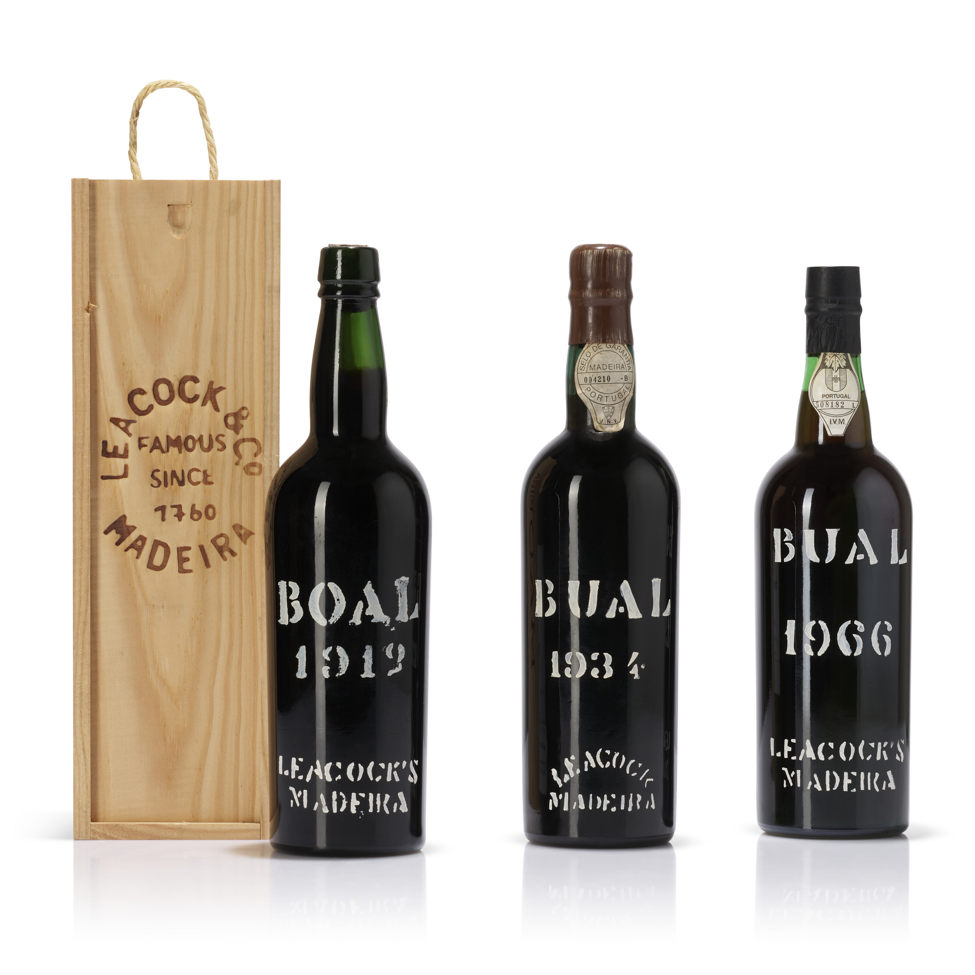 Leacock's, Bual Madeira 1966, Bottled in 1992, US import slips, 2 ...