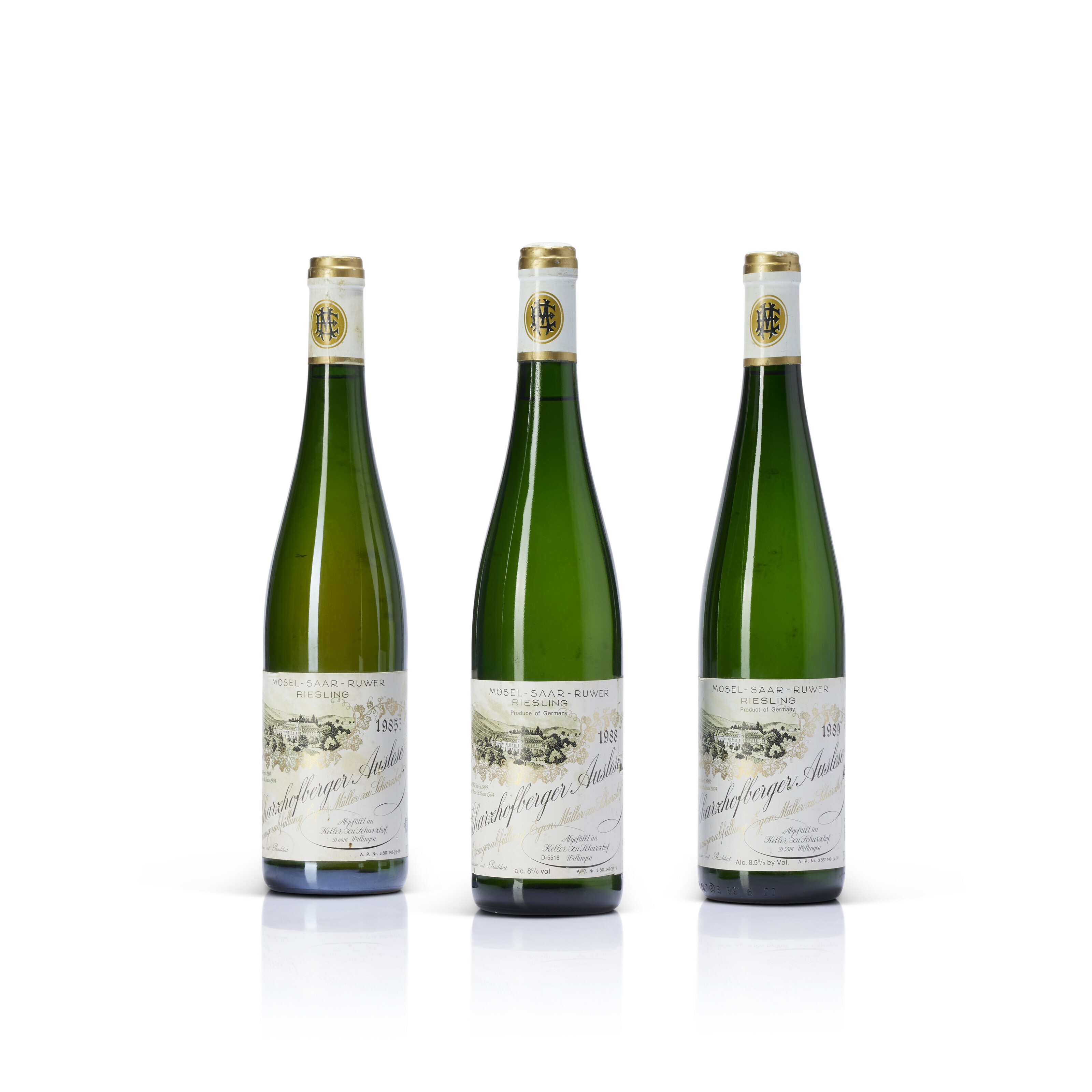 Mixed 1985, 1988, 1989 Egon Muller, Scharzhofberger Riesling Auslese ...
