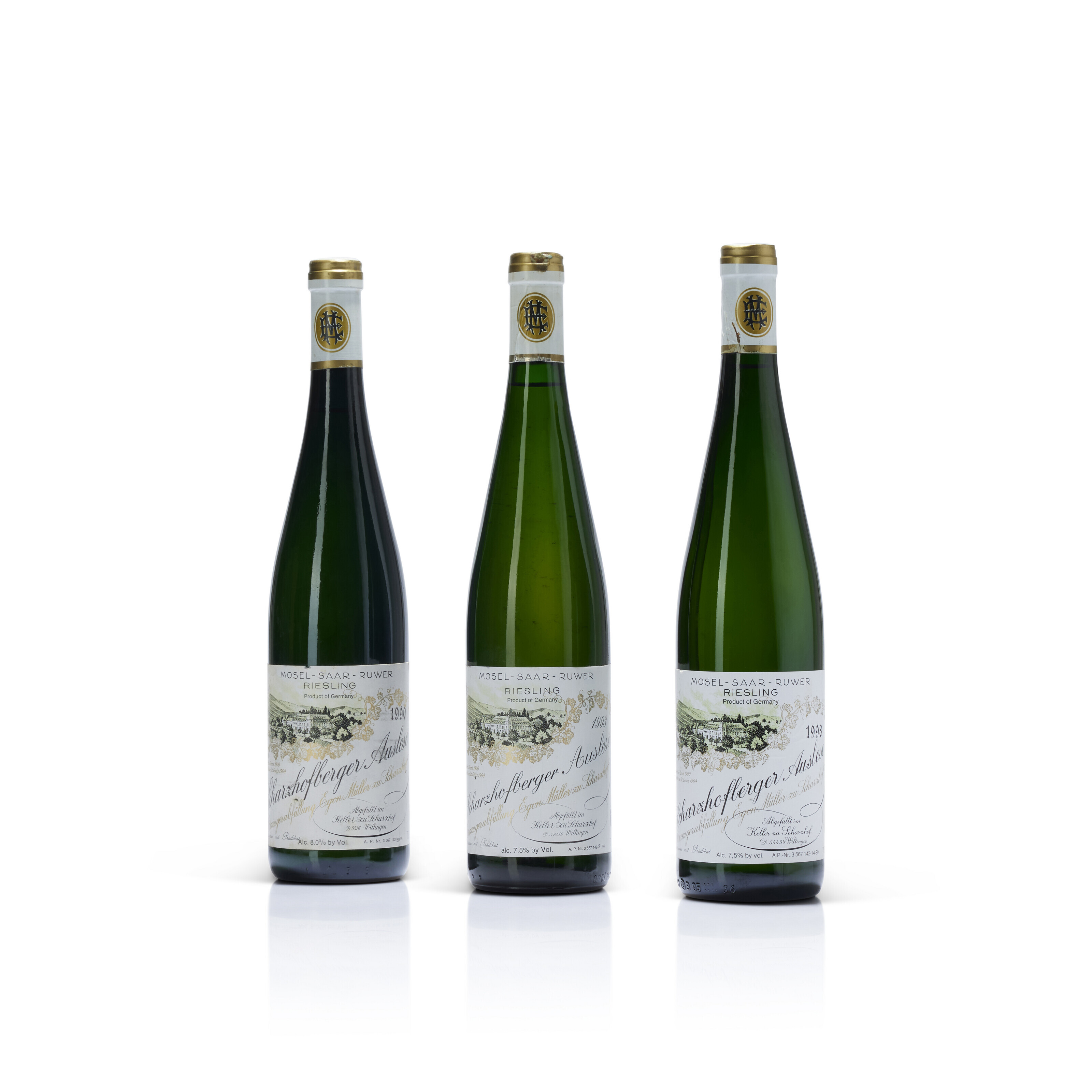 Mixed 1990, 1993, 1998 Egon Muller, Scharzhofberger Riesling Auslese ...