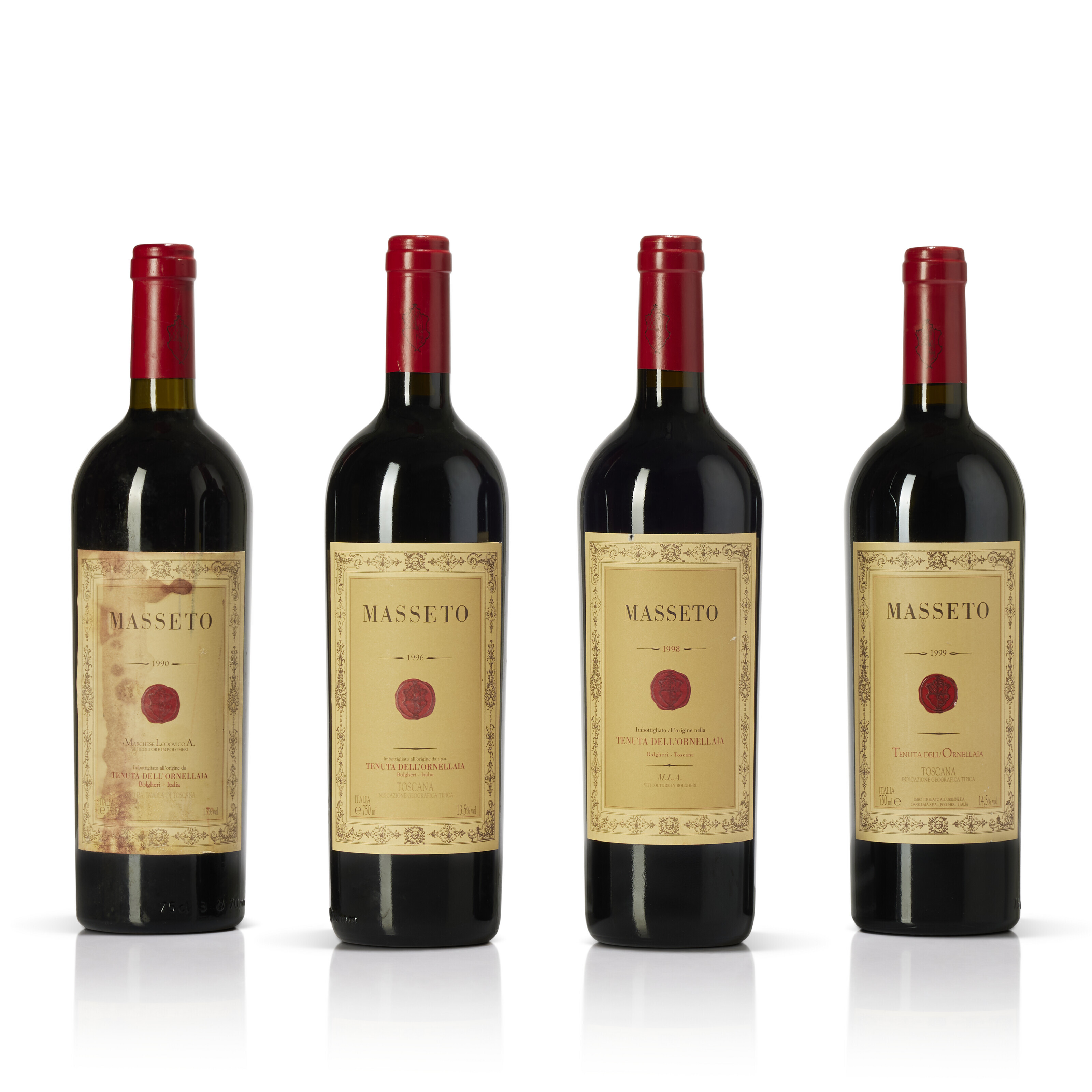 Mixed 1990 & 1998 Masseto, 1990u. bn, slightly scuffed and heavily ...