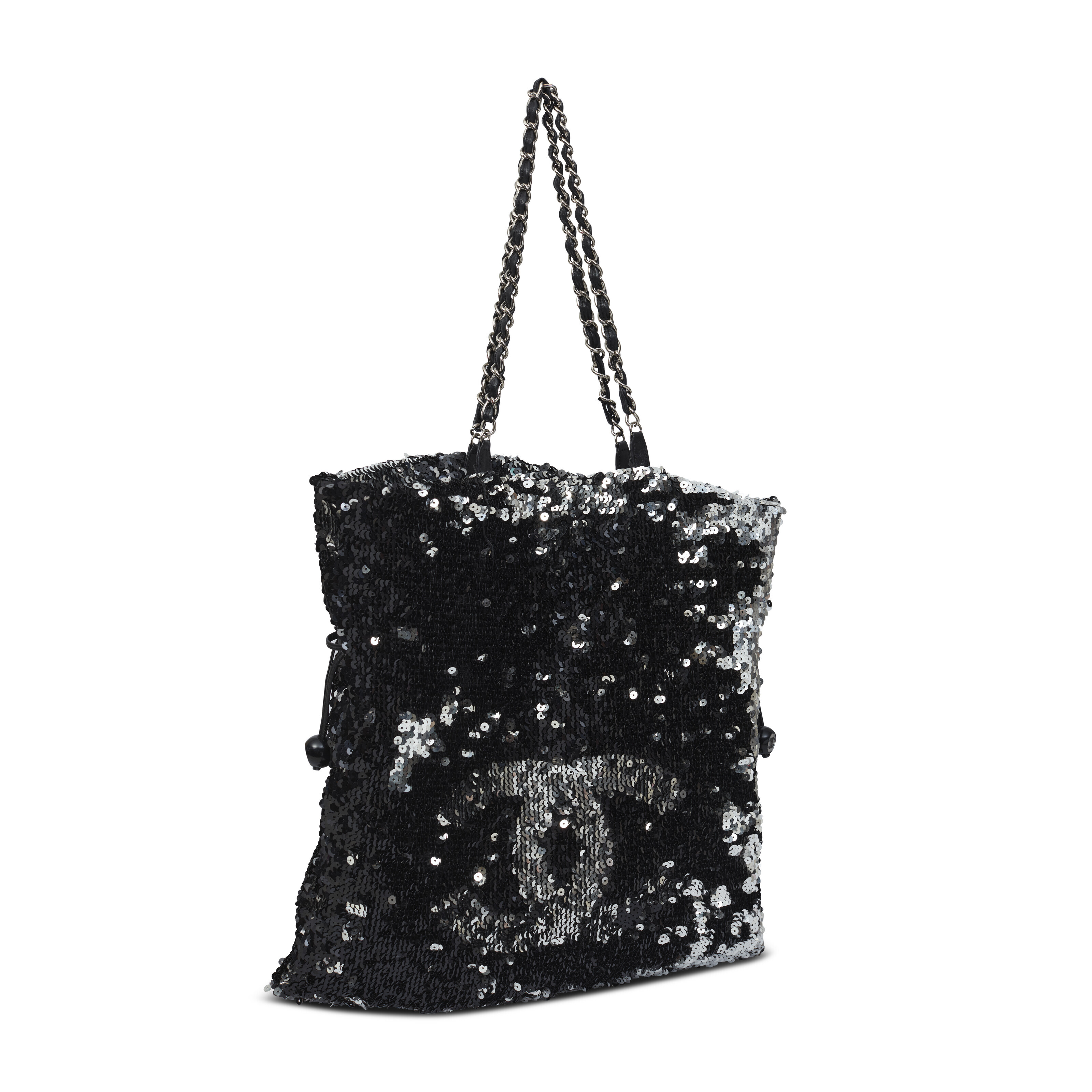 black sequin handbag