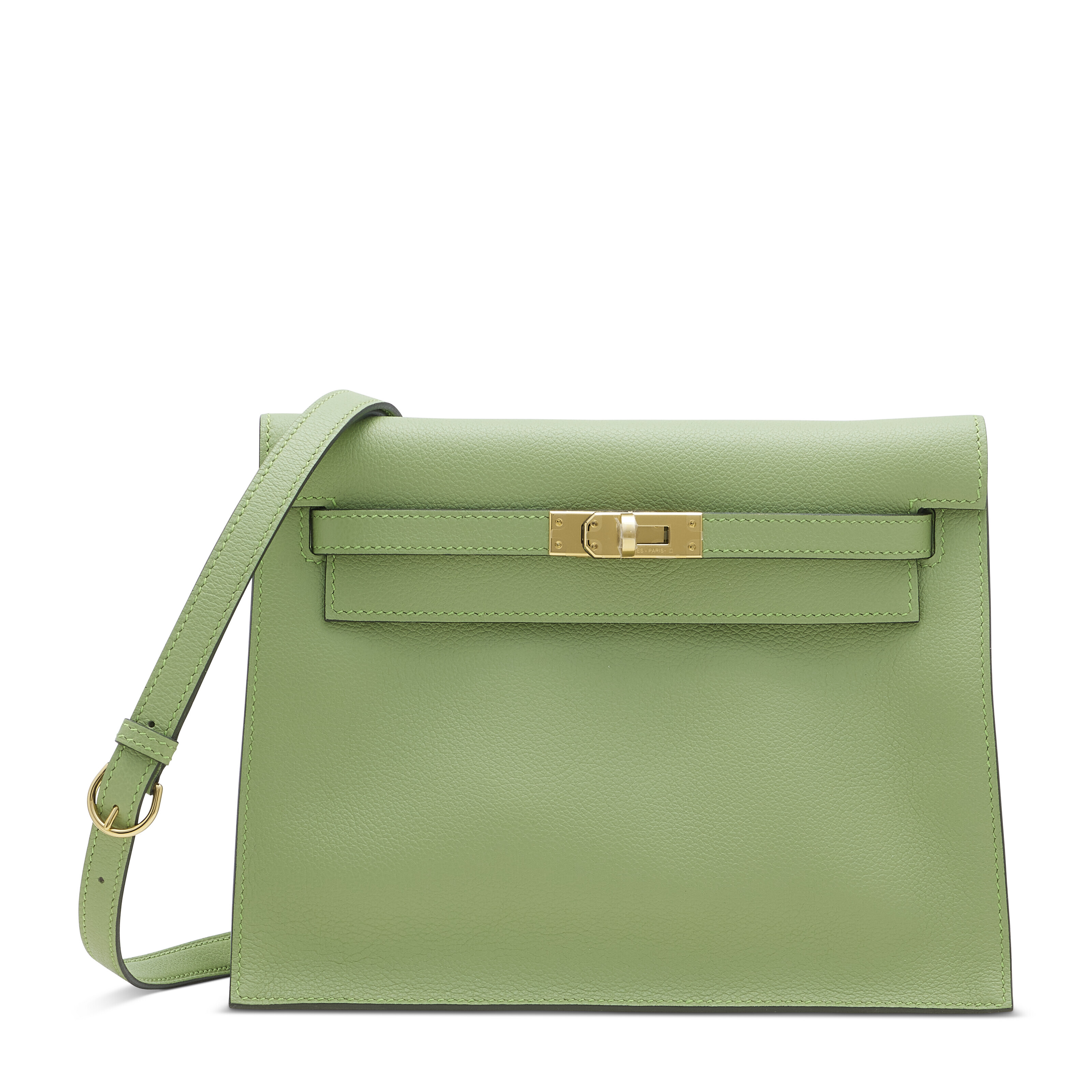 A VERT CRIQUET EVERCOLOR LEATHER KELLY DANSE WITH GOLD HARDWARE, HERMÈS ...
